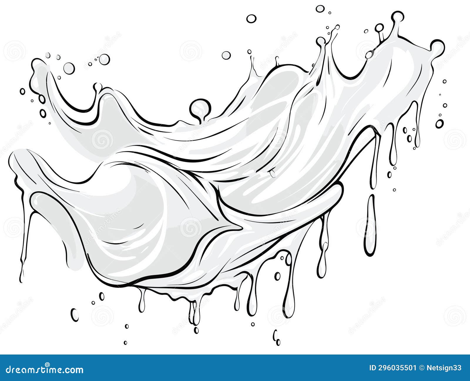 A Splash of Milk. Vector Illustration. in Hand-drawn Style Stock ...