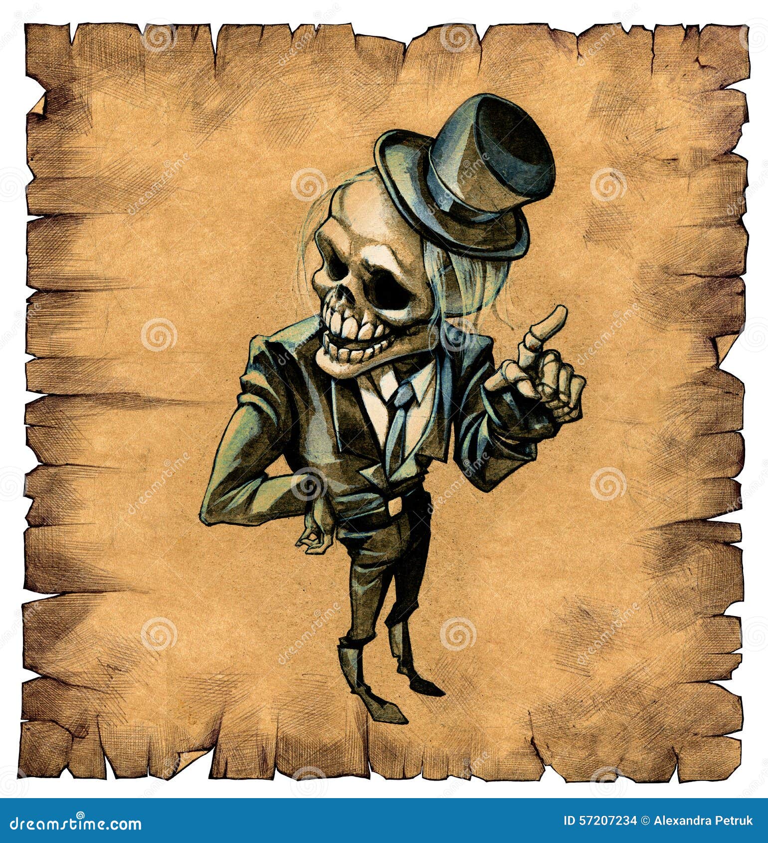 A Drawing of a Spooky Skeleton Stock Illustration - Illustration of ...