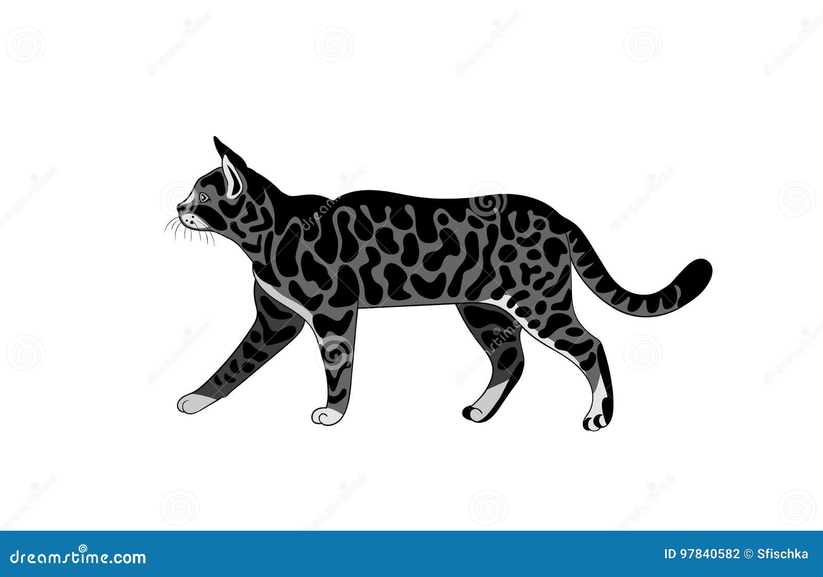Drawing Spotted Cats in Motion Stock Illustration - Illustration of ...