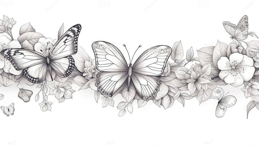 Drawing Spring Flowers Line Art Stock Illustration - Illustration of ...