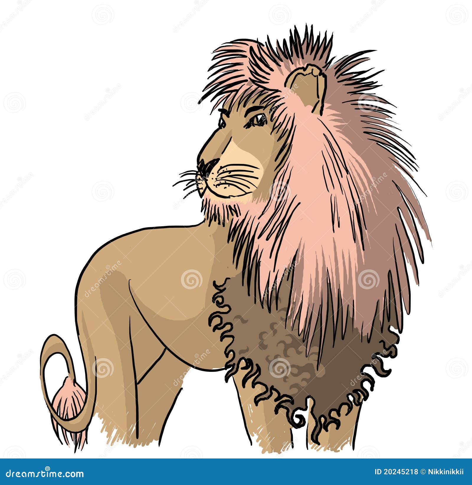Drawing standing lion stock illustration. Illustration of outdoors ...