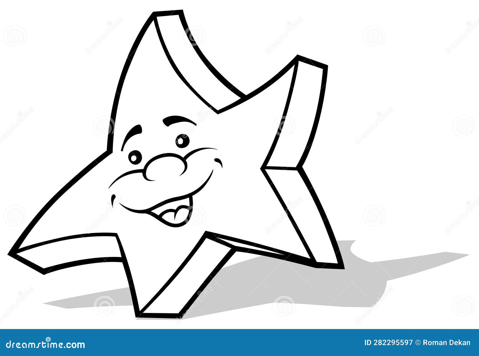 Drawing of a Star with a Smiling Face Stock Vector - Illustration of ...