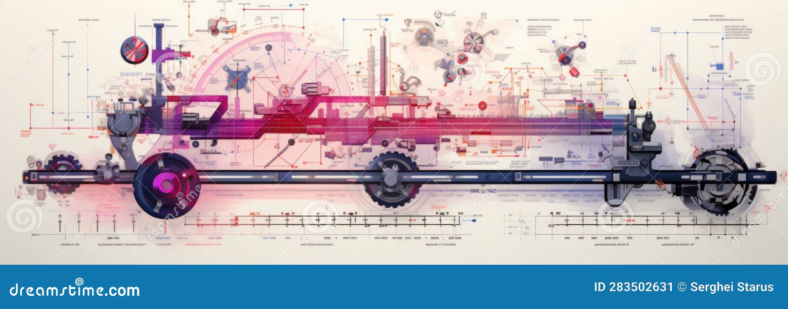 A Drawing of a Steam Engine on a Track. Generative AI Image. Stock ...