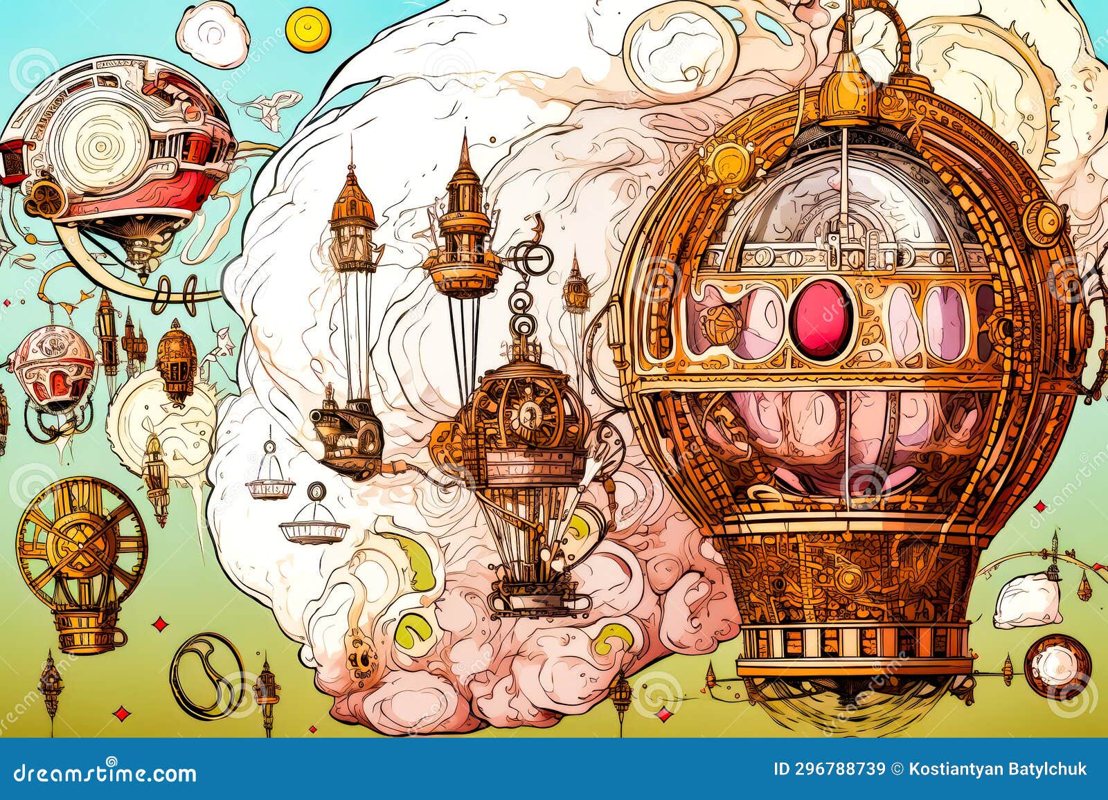 Drawing of Steampunk in Cloud Filled with Steampunks. Generative AI ...
