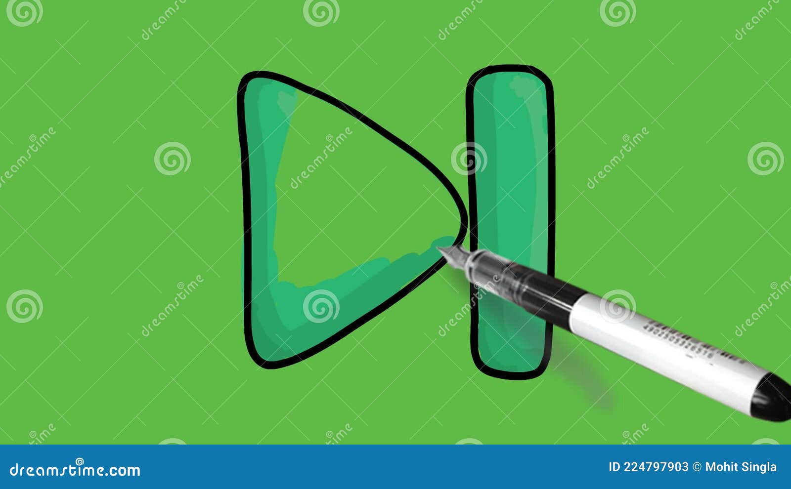 Drawing Step Forward with Blue Colour and Black Outline on Abstract ...