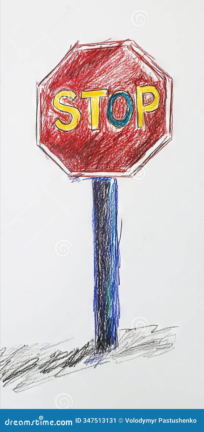 A Drawing of a Stop Sign on a White Background Stock Image - Image of ...