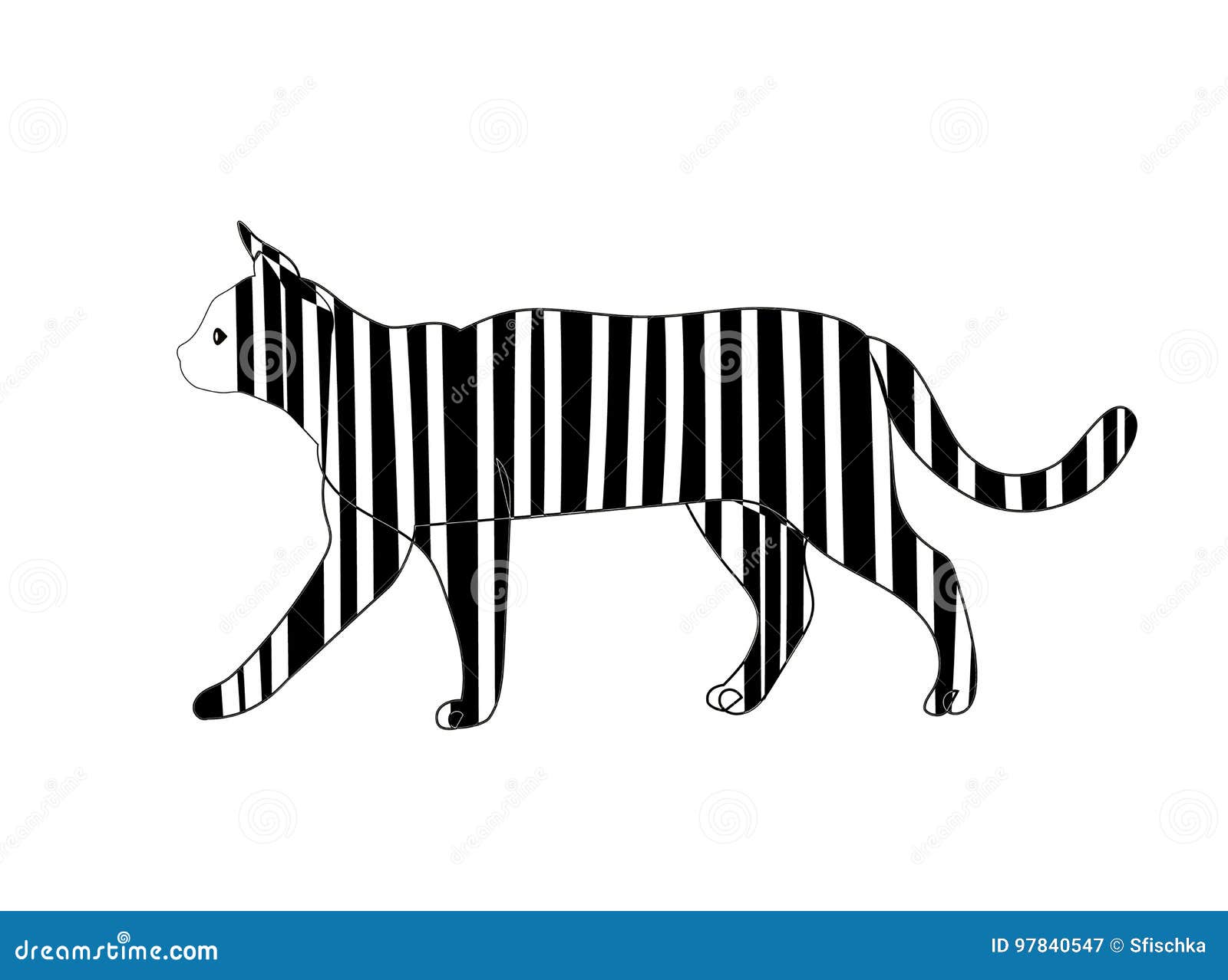 Drawing of a Striped Cat in Motion Stock Illustration - Illustration of ...