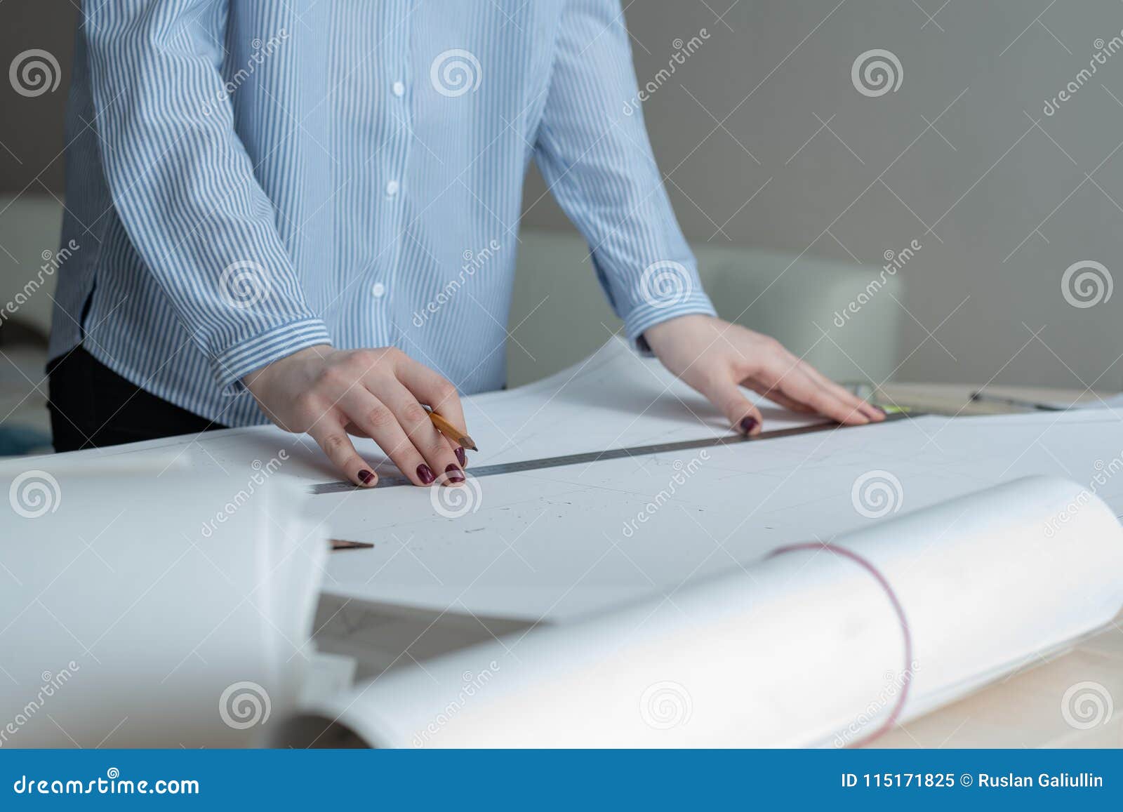 Drawing. a Student Preparing a Work on Architecture Stock Image - Image ...