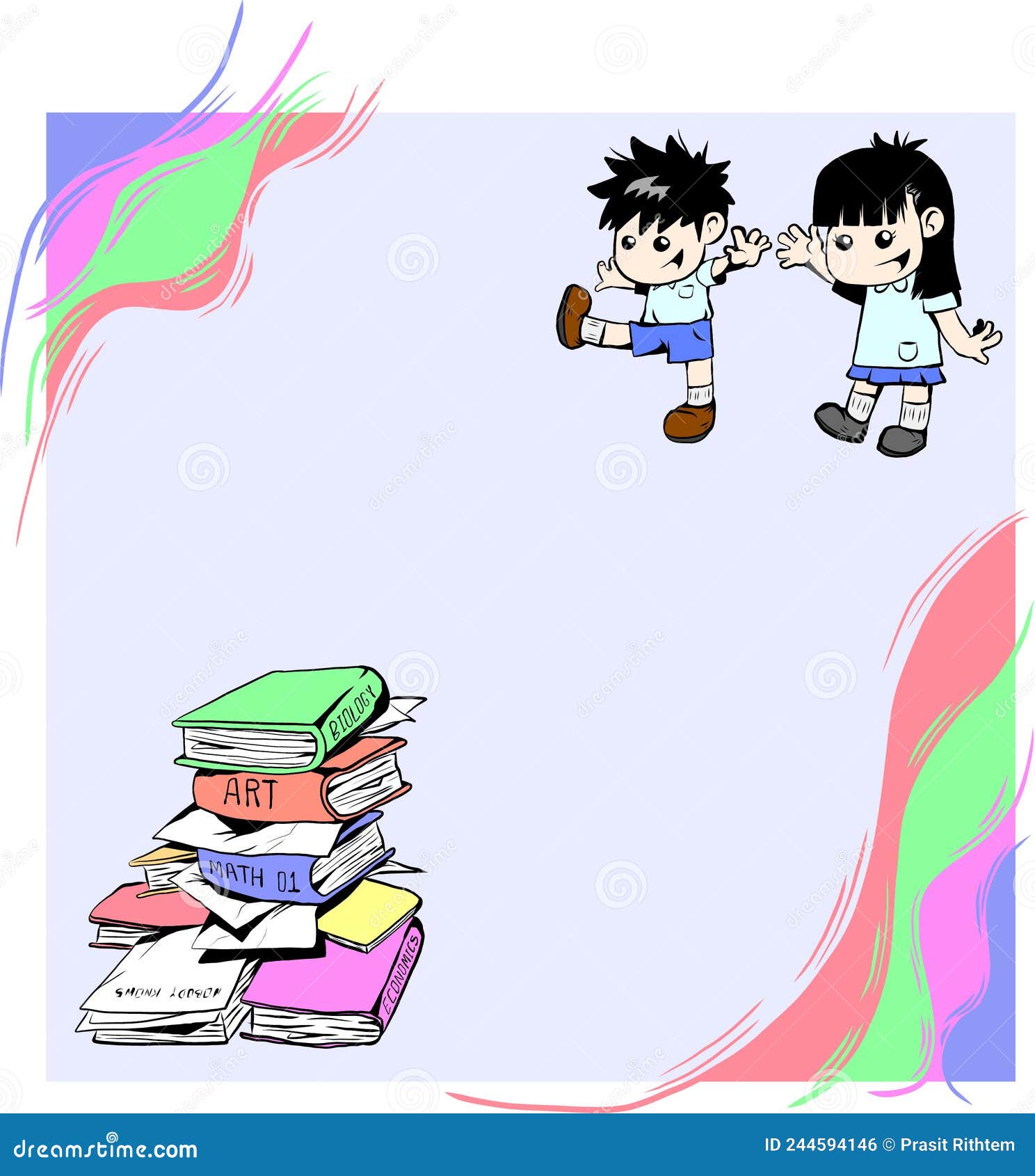 Students with Books for Background Stock Illustration - Illustration of ...