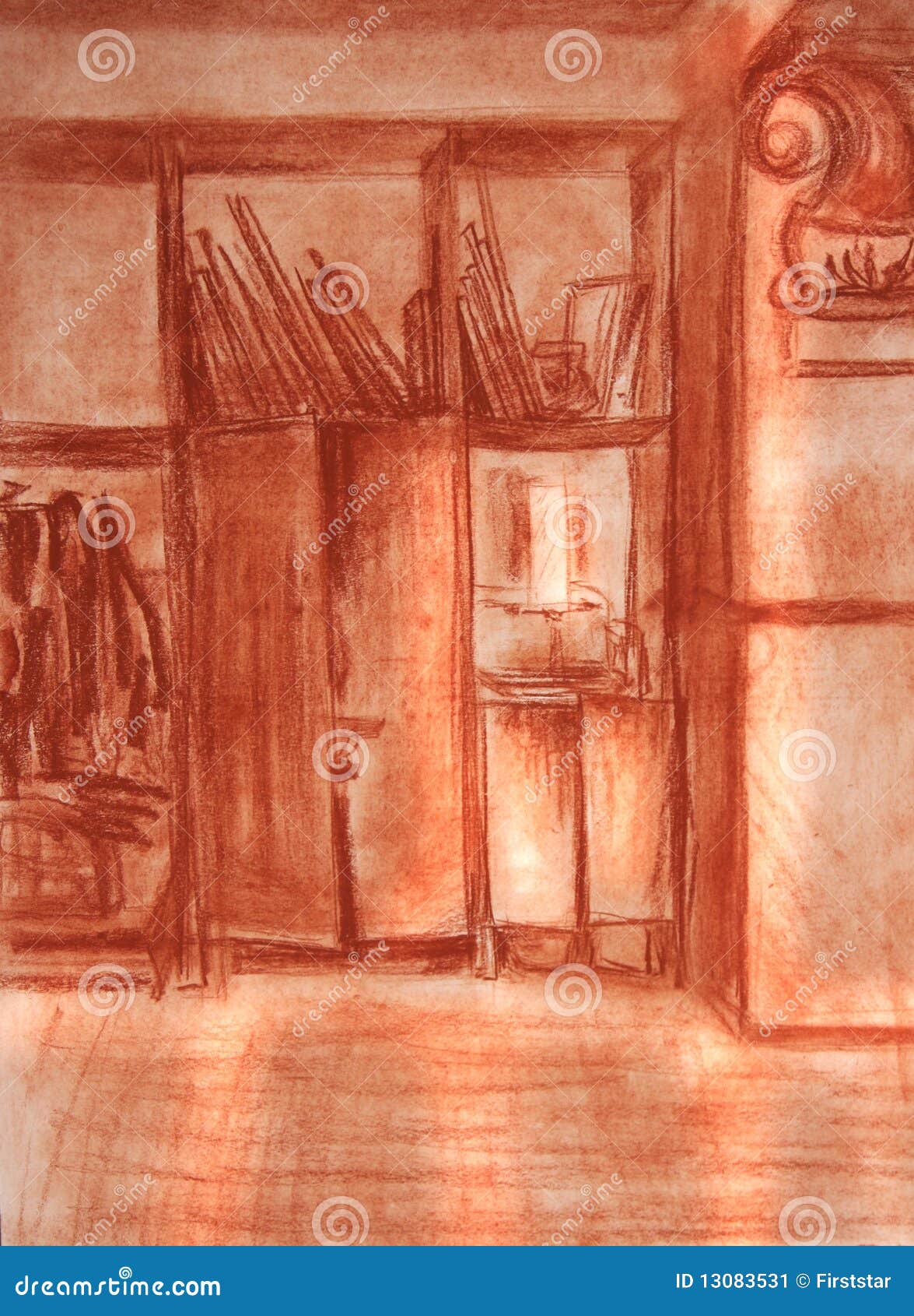 Drawing studio works stock illustration. Illustration of drawing - 13083531