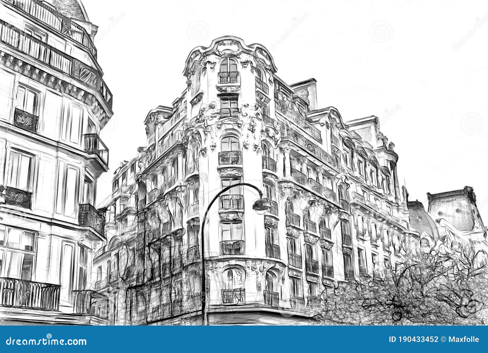 Drawing Style Representing One of the Historic Buildings in the Center ...