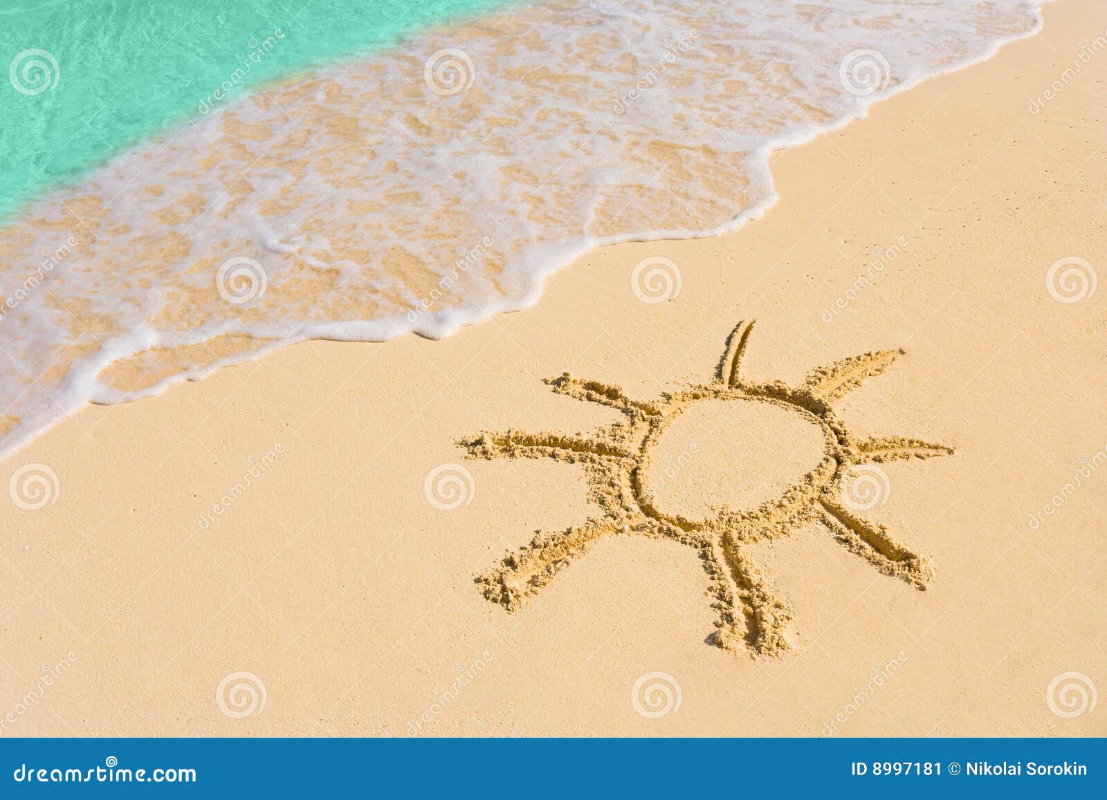 Drawing sun on beach stock image. Image of journey, concept - 8997181