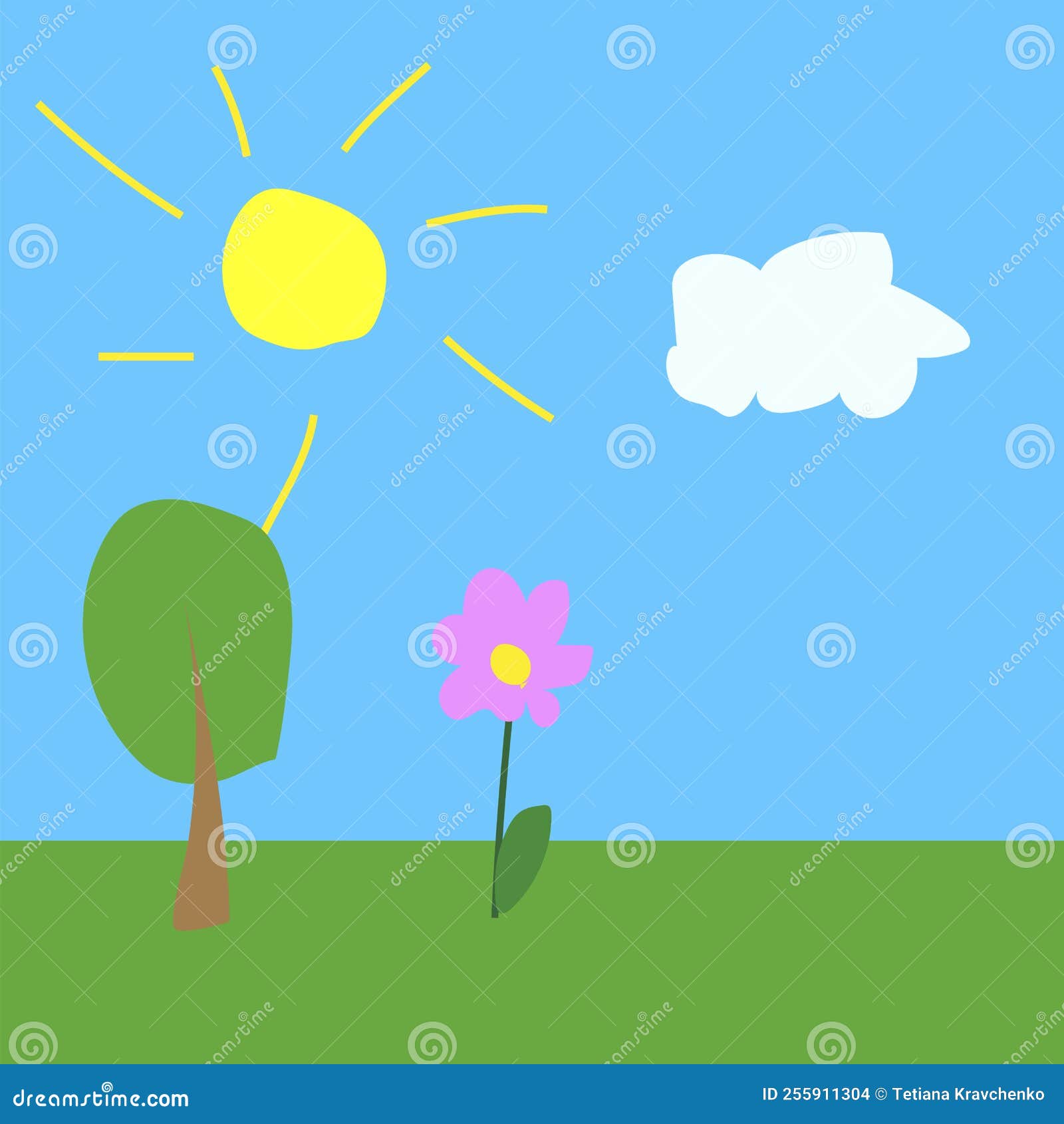 Drawing Sun Grass. Vector Illustration. Stock Image Stock Vector ...