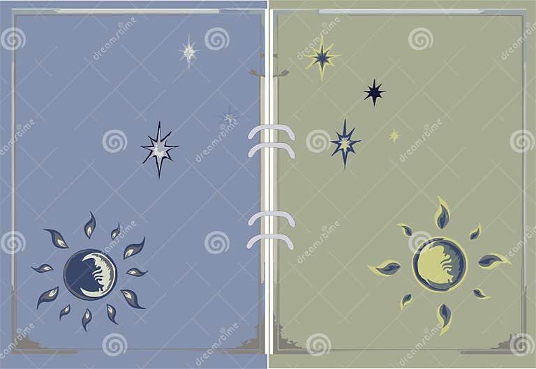 Drawing the Sun, Moon and Stars for the Book Page Stock Vector ...