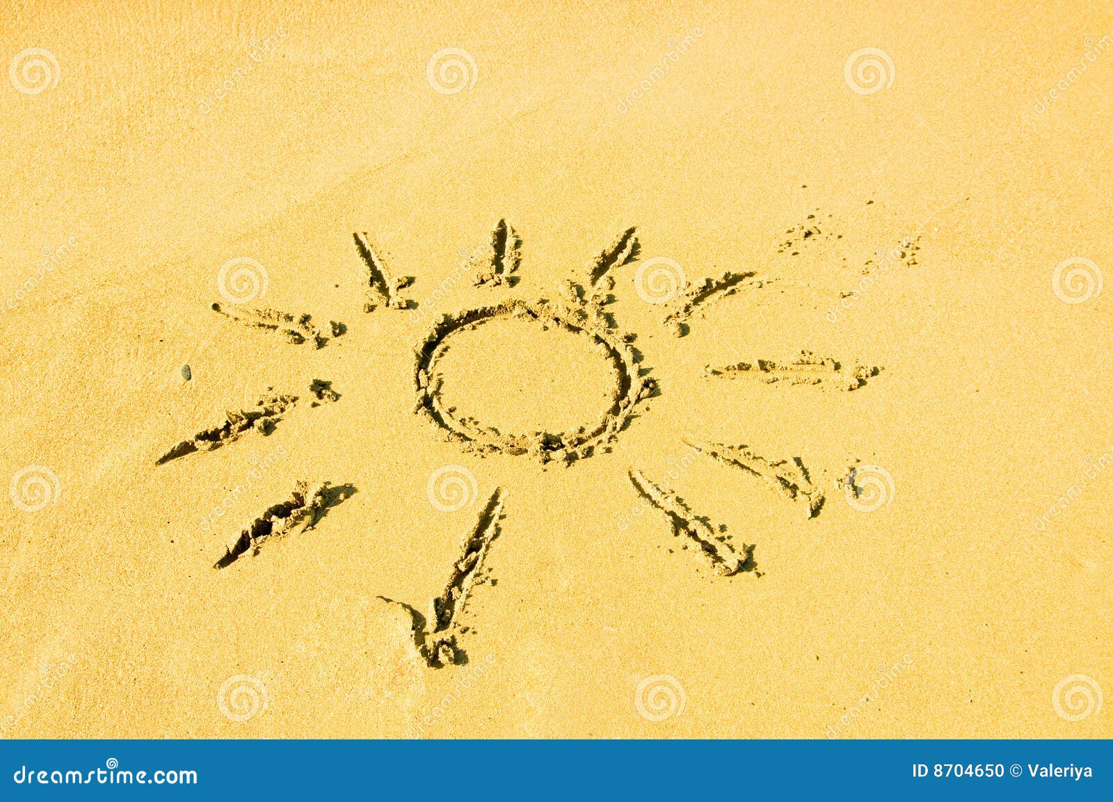 Drawing of sun in the sand stock photo. Image of beautiful - 8704650