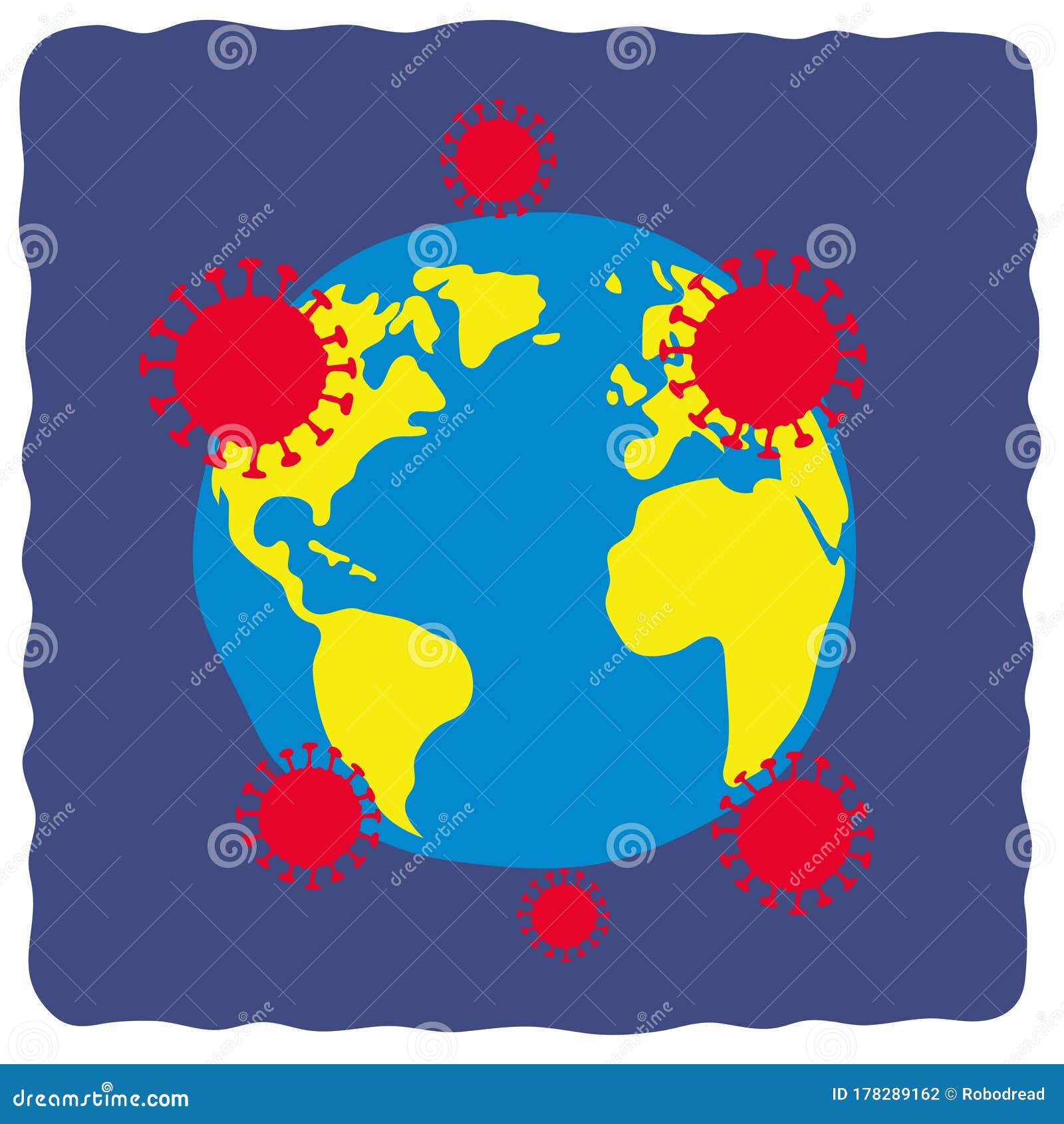 Drawing with Symbols of a Globe and Coronavirus Stock Vector ...