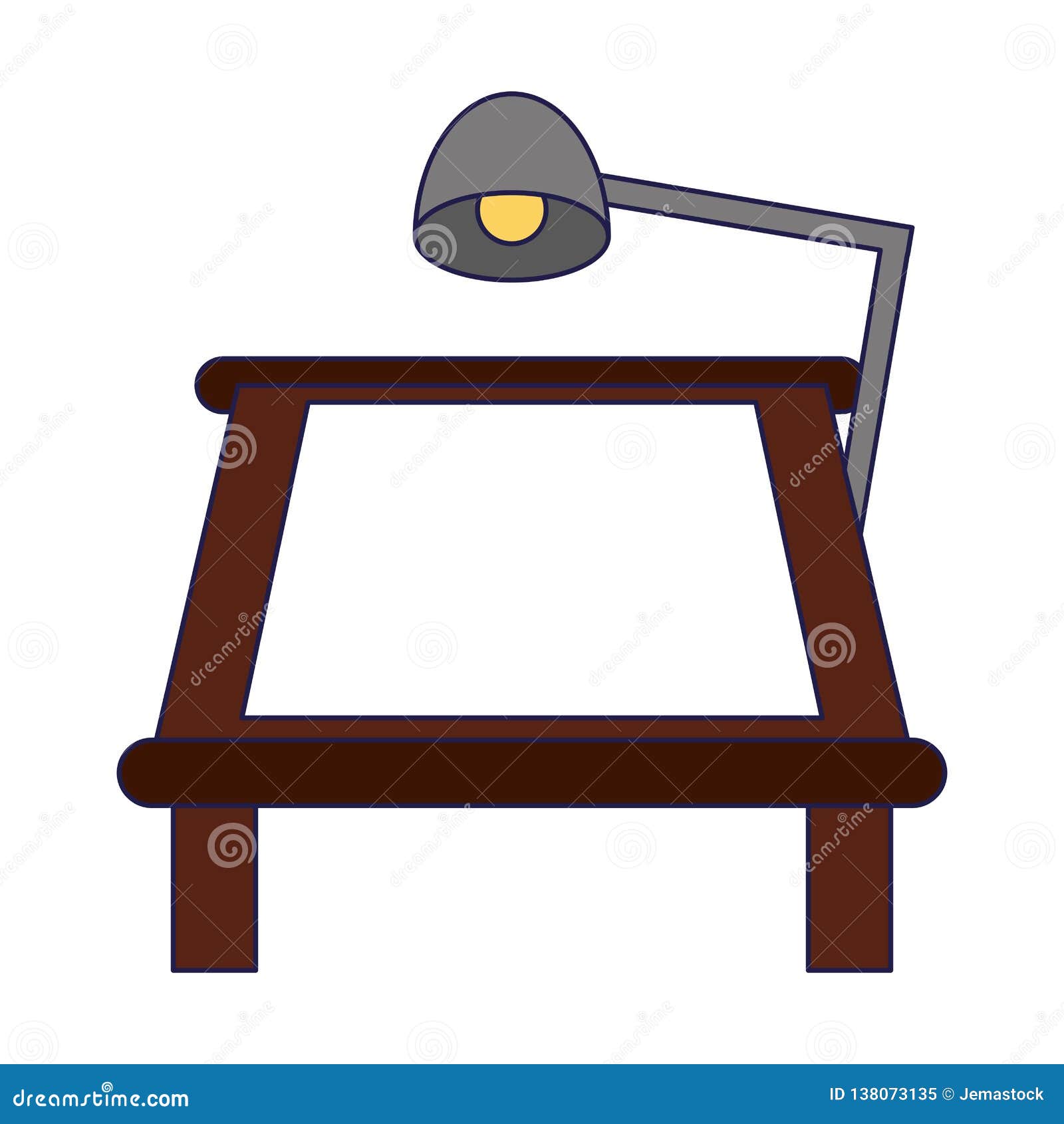 Drawing Table with Desk Light Stock Vector - Illustration of artwork ...