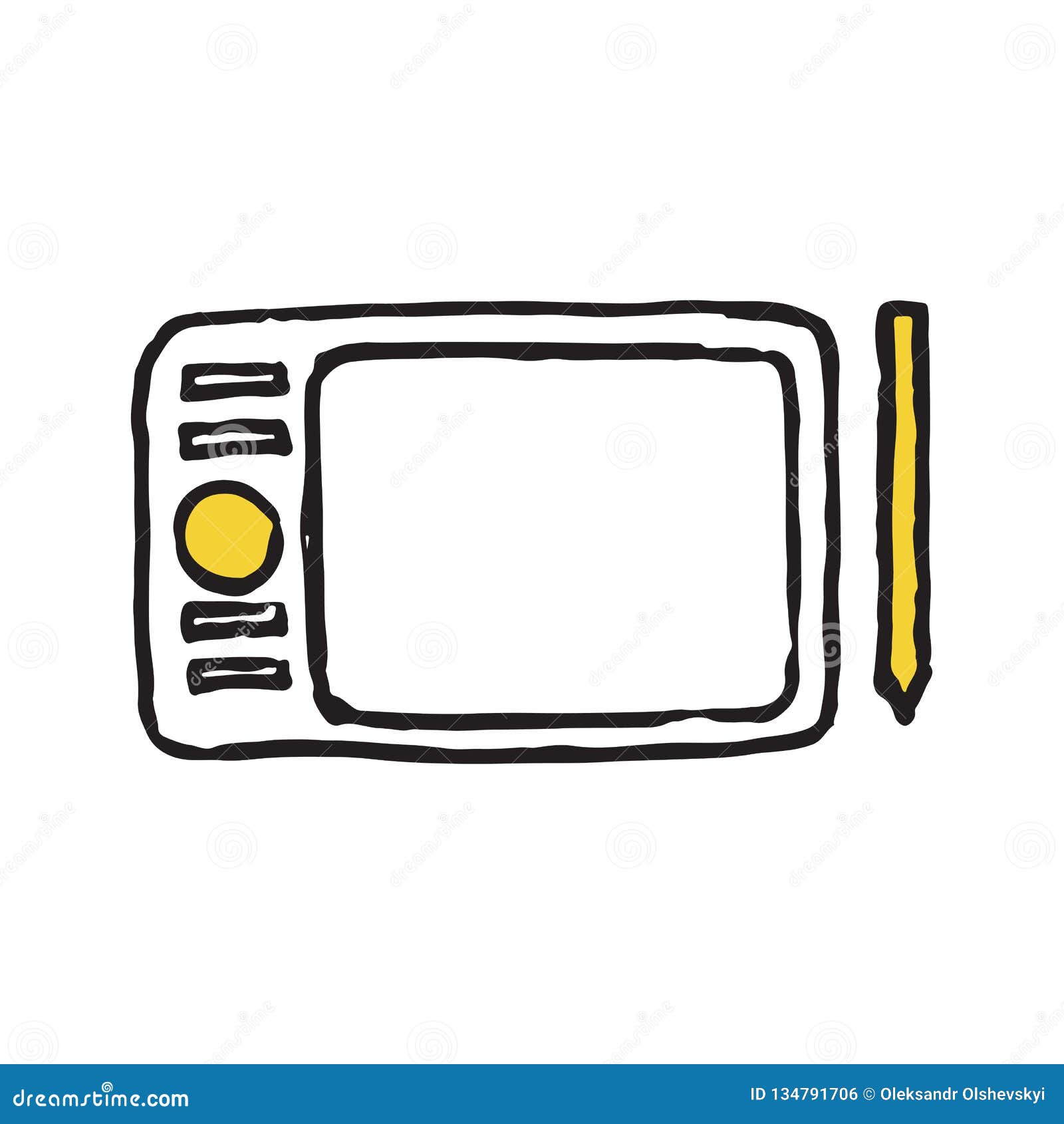 Drawing tablet doodle icon stock vector. Illustration of style - 134791706