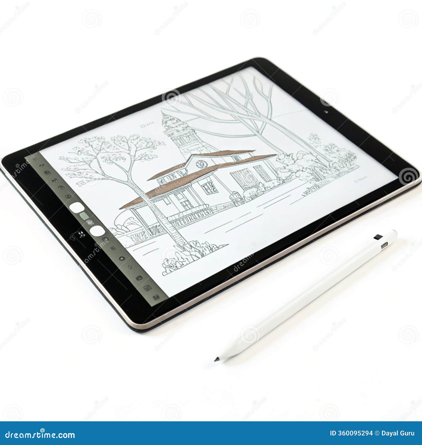 Drawing on Tablet Isolated on White Background Stock Illustration ...