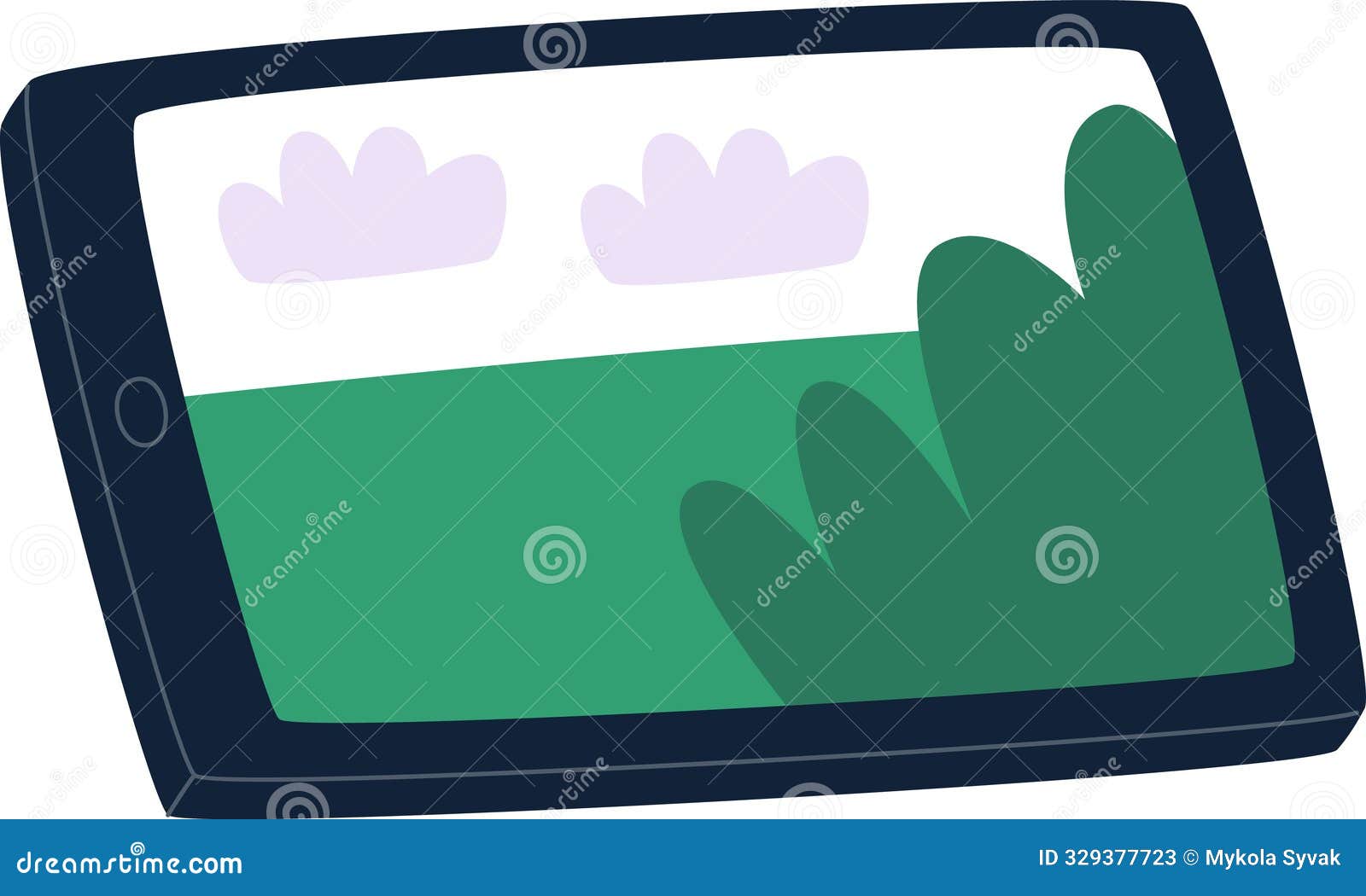 Drawing Tablet with Landscape on Screen Stock Illustration ...