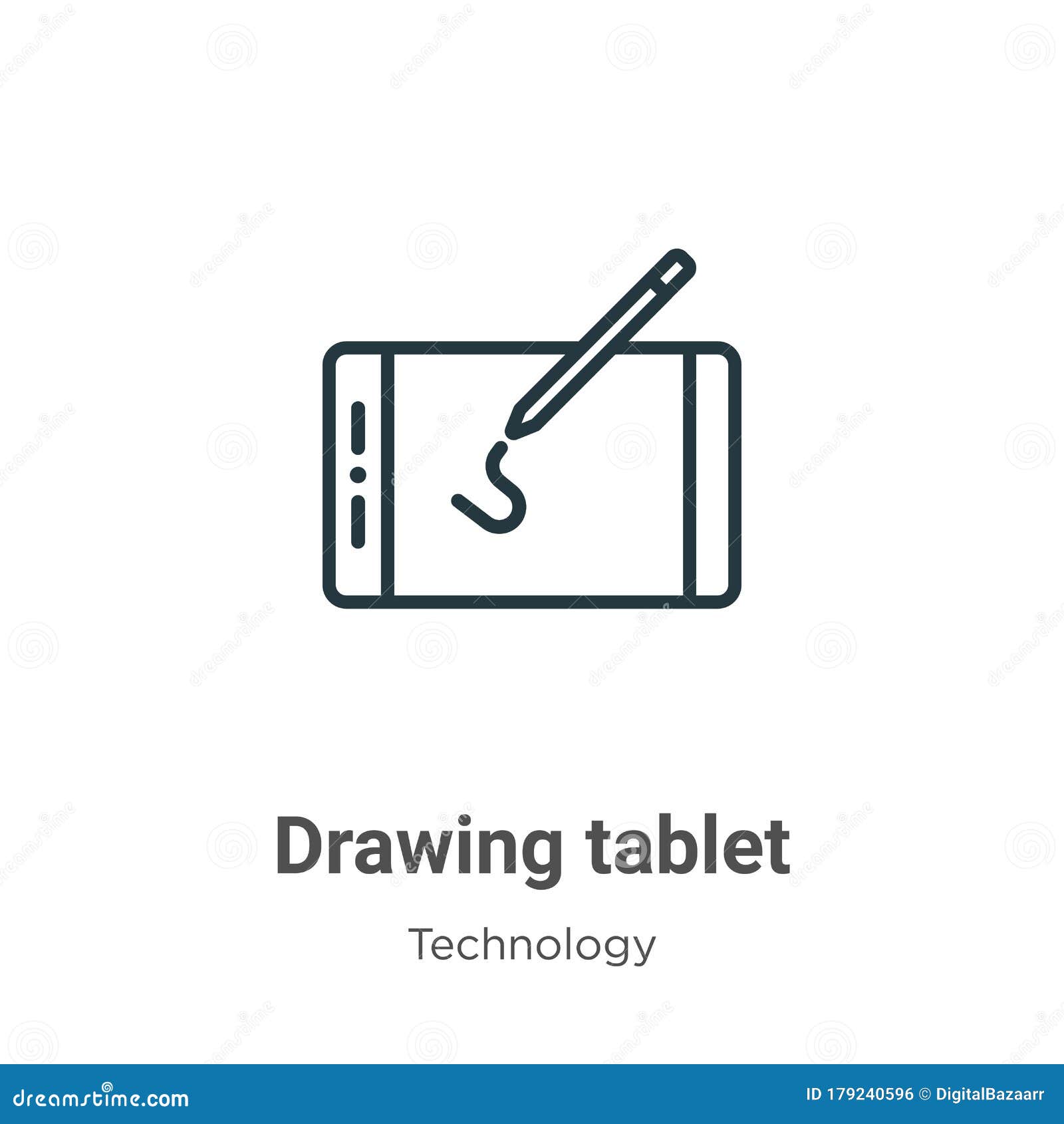 Drawing Tablet Outline Vector Icon. Thin Line Black Drawing Tablet Icon ...