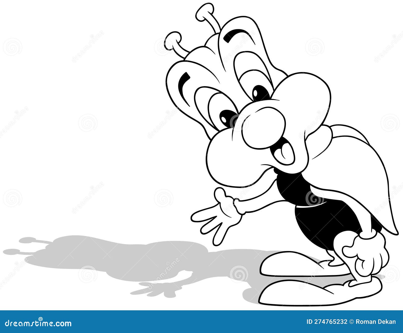 Beetle Top View. Bug Insect With Long Antenna, Legs, Striped Wings ...