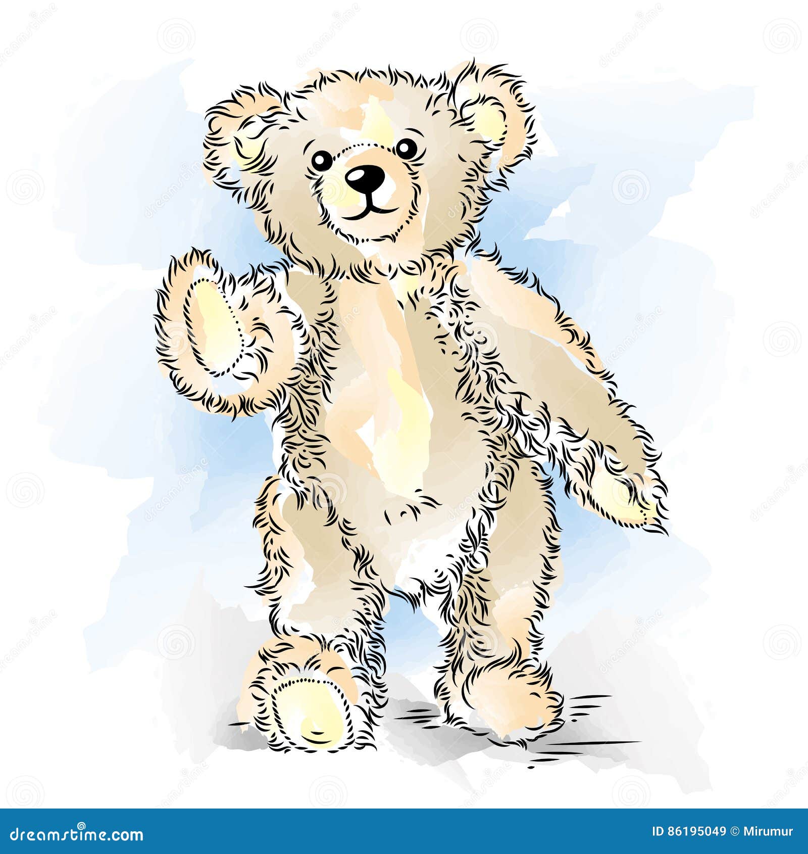 Drawing Teddy Bear With Scarf Cartoon Vector | CartoonDealer.com #86195073
