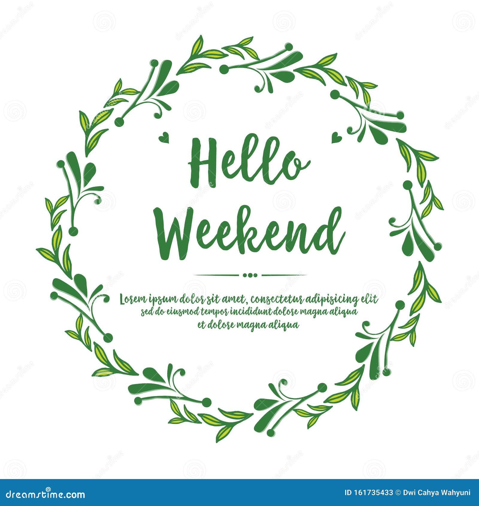 Drawing Text of Hello Weekend, with Graphic Rose Flower Frame. Vector ...
