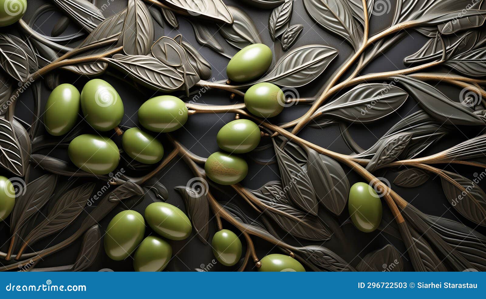 Drawing on the Theme of an Olive Tree, Engraved on the Panel,Generated ...