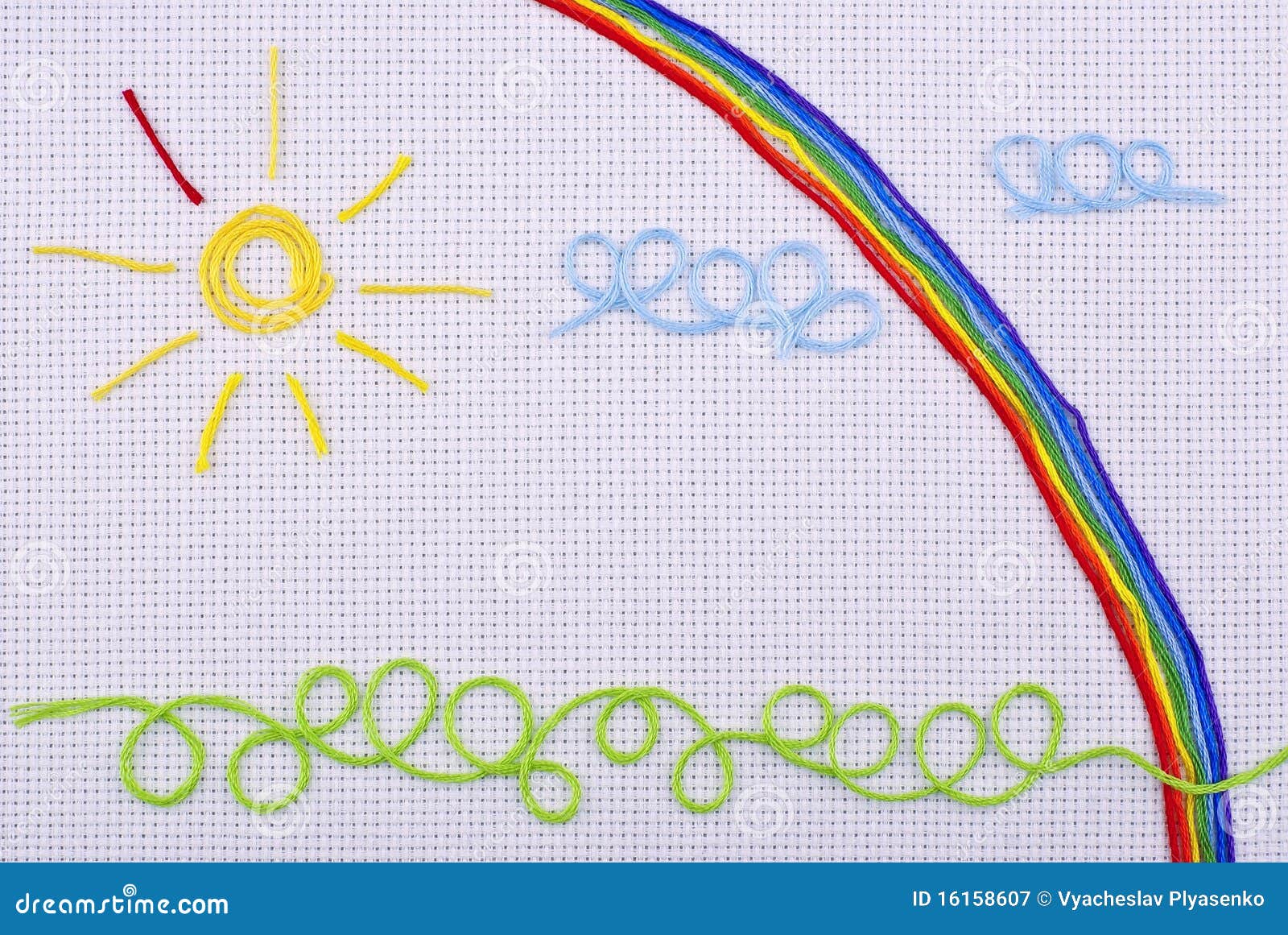 Drawing from Threads on an Outline Stock Image - Image of cotton ...