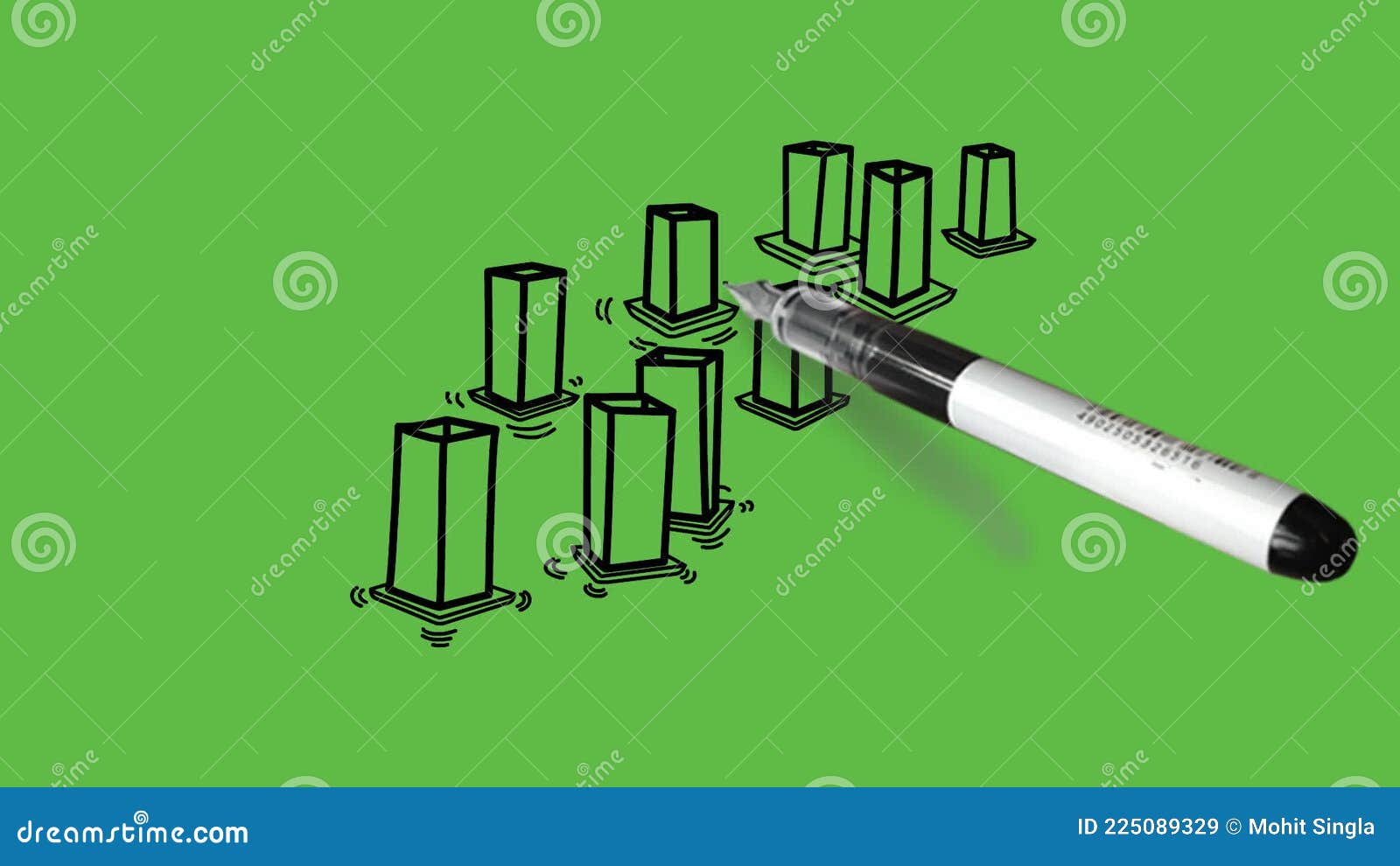Drawing Three Dimension Box in Blue Colour Combination with Black ...