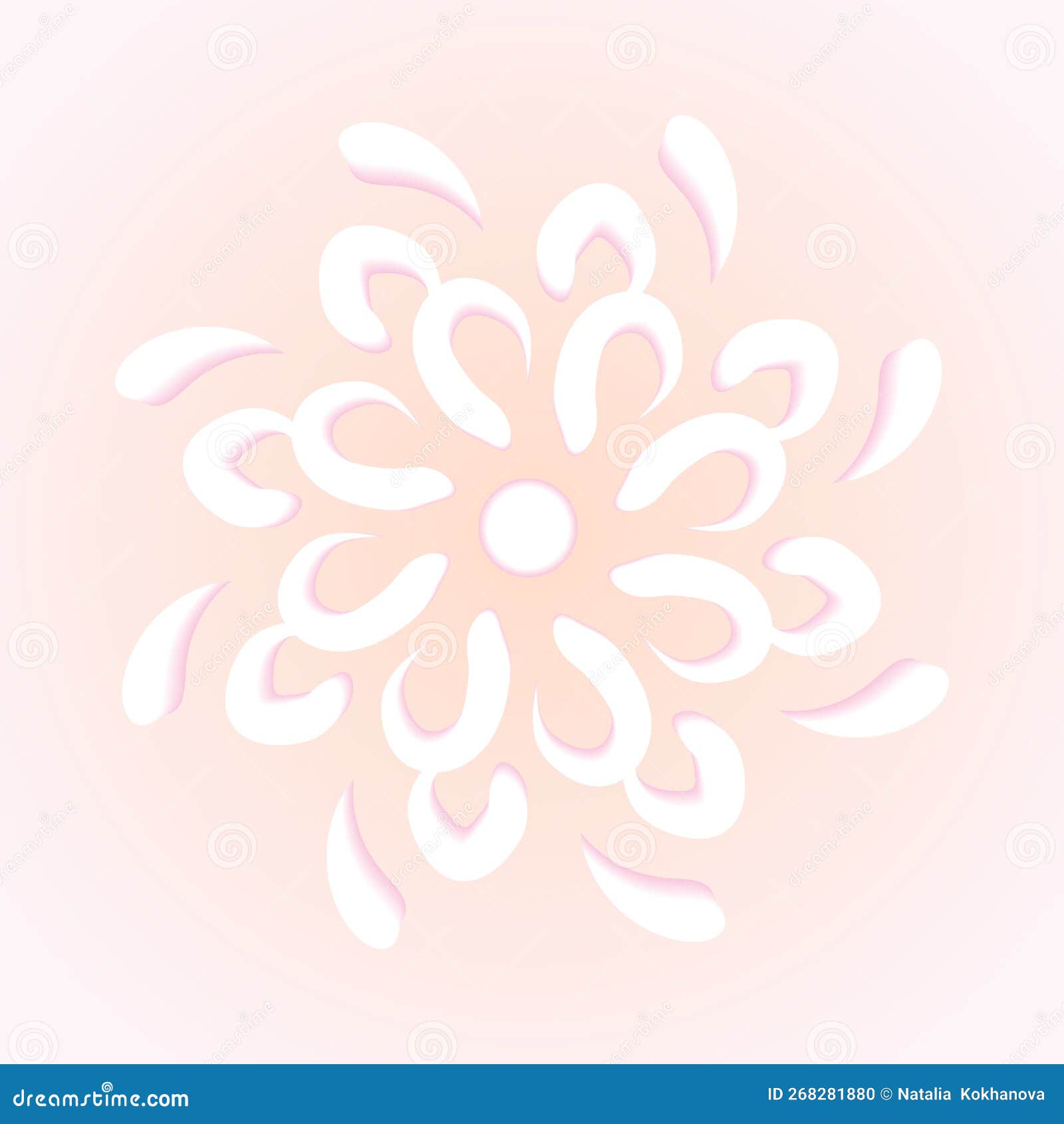 Drawing for Tiles. Vector Circular Pattern of a Volumetric Flower on a ...