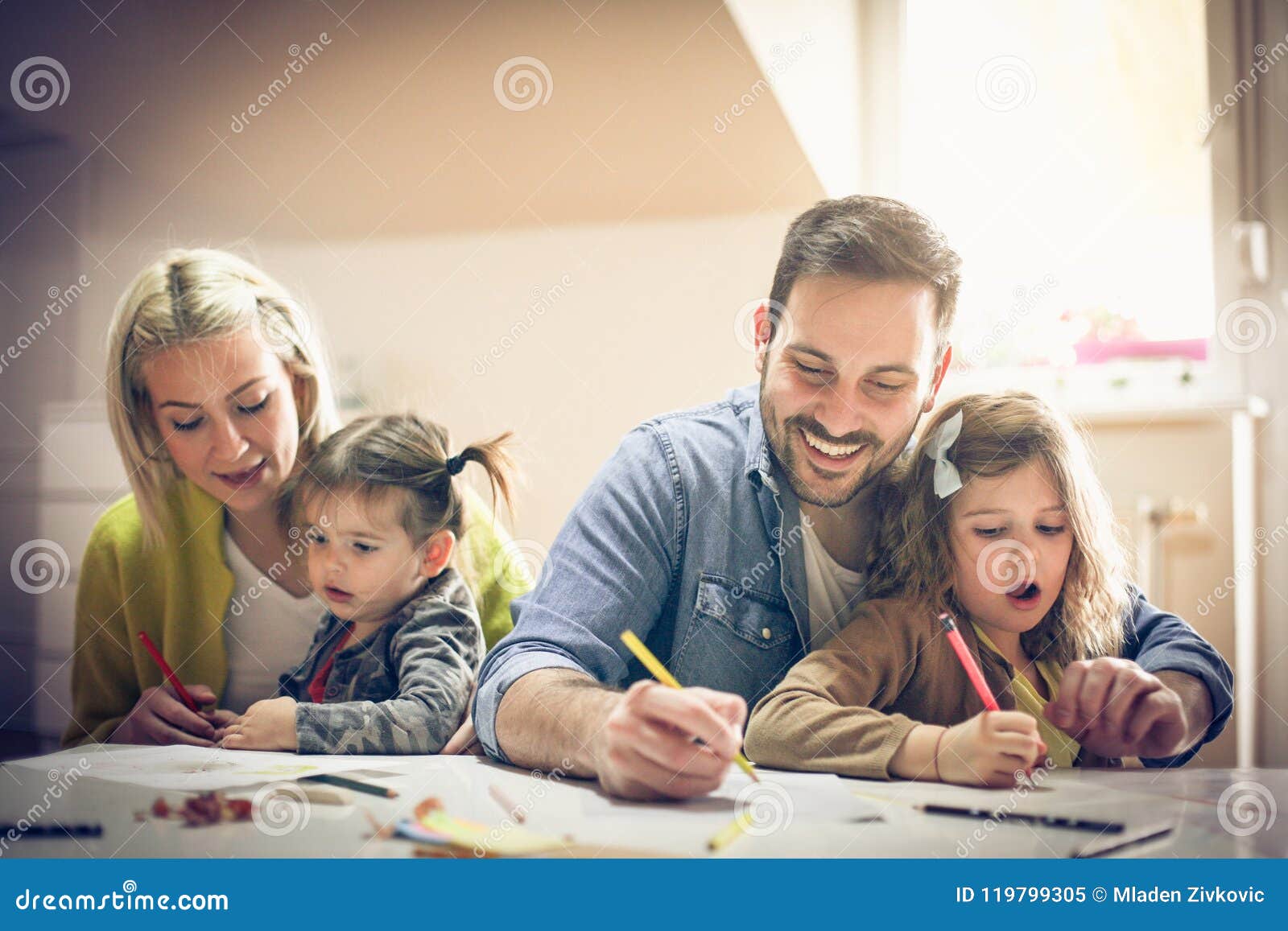 Drawing together. stock image. Image of colored, childhood - 119799305