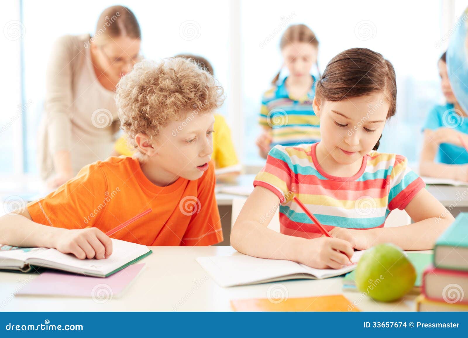 Drawing together stock photo. Image of elementary, childhood - 33657674