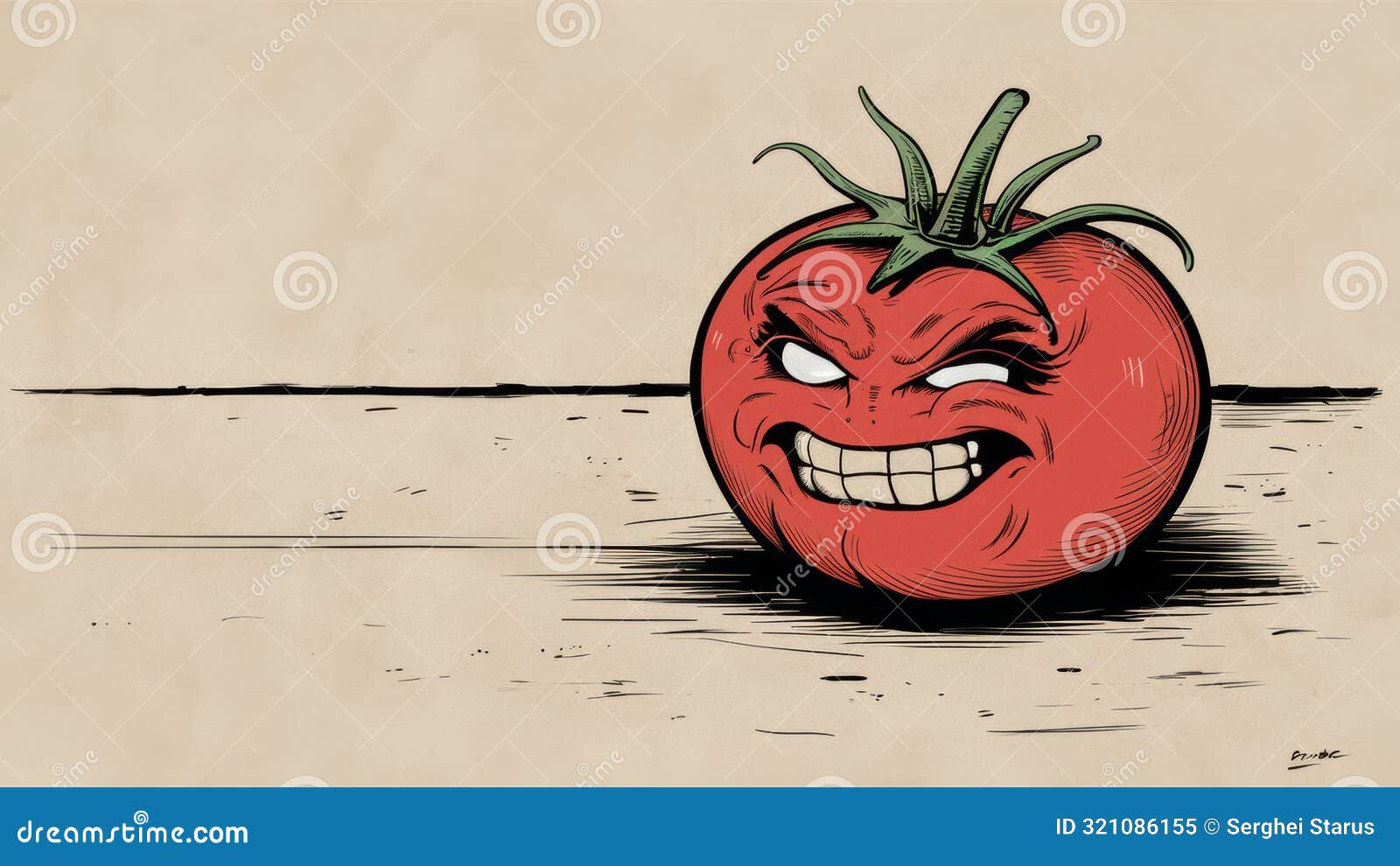 A Drawing of a Tomato with an Angry Face on it, AI Stock Image - Image ...