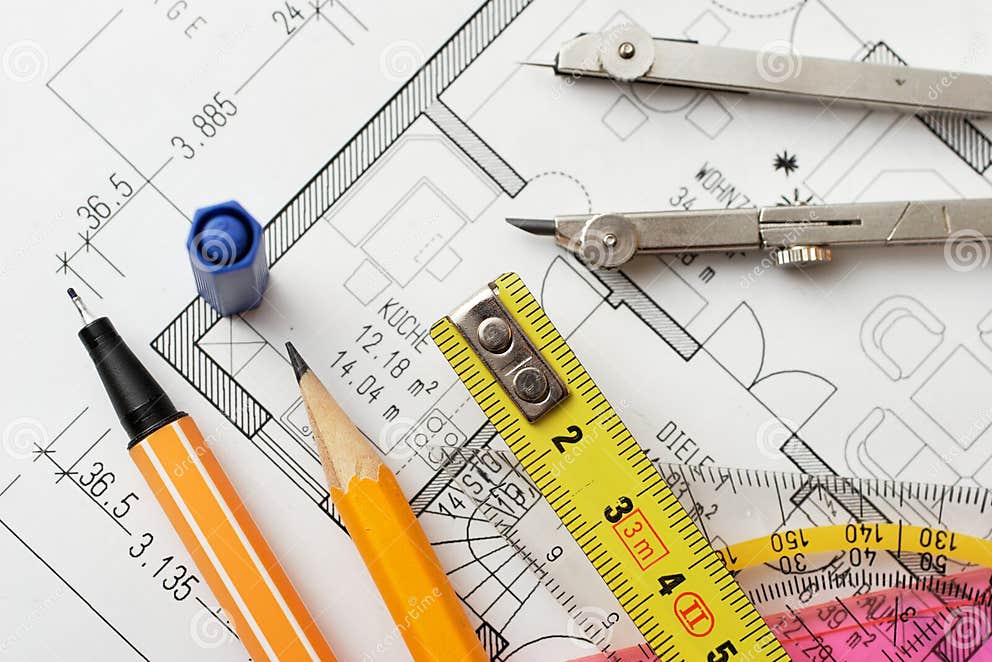 Drawing tools stock image. Image of blueprint, draft, building - 807687