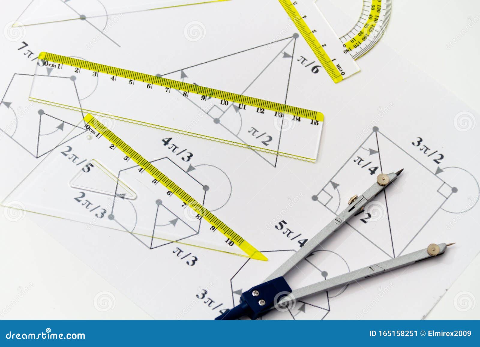 Drawing tools with compass stock image. Image of closeup - 165158251