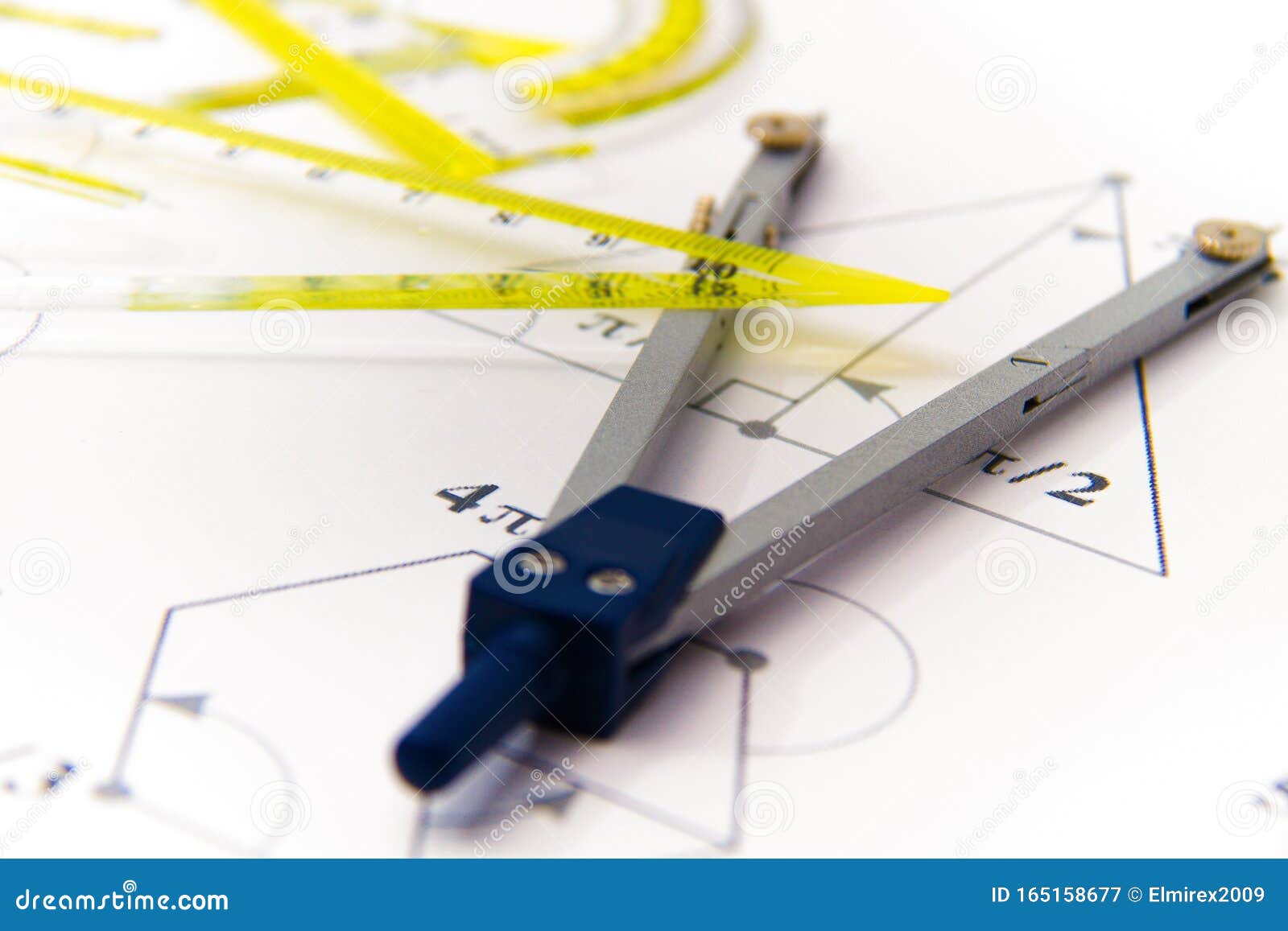 Drawing tools with compass stock image. Image of architect - 165158677