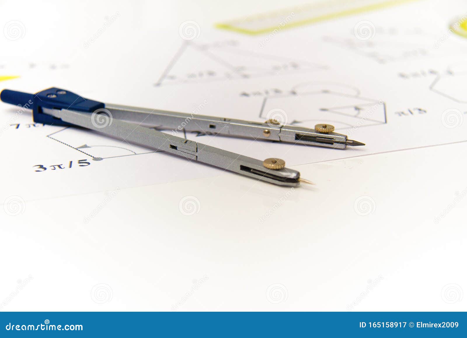 Drawing tools with compass stock image. Image of geometry - 165158917
