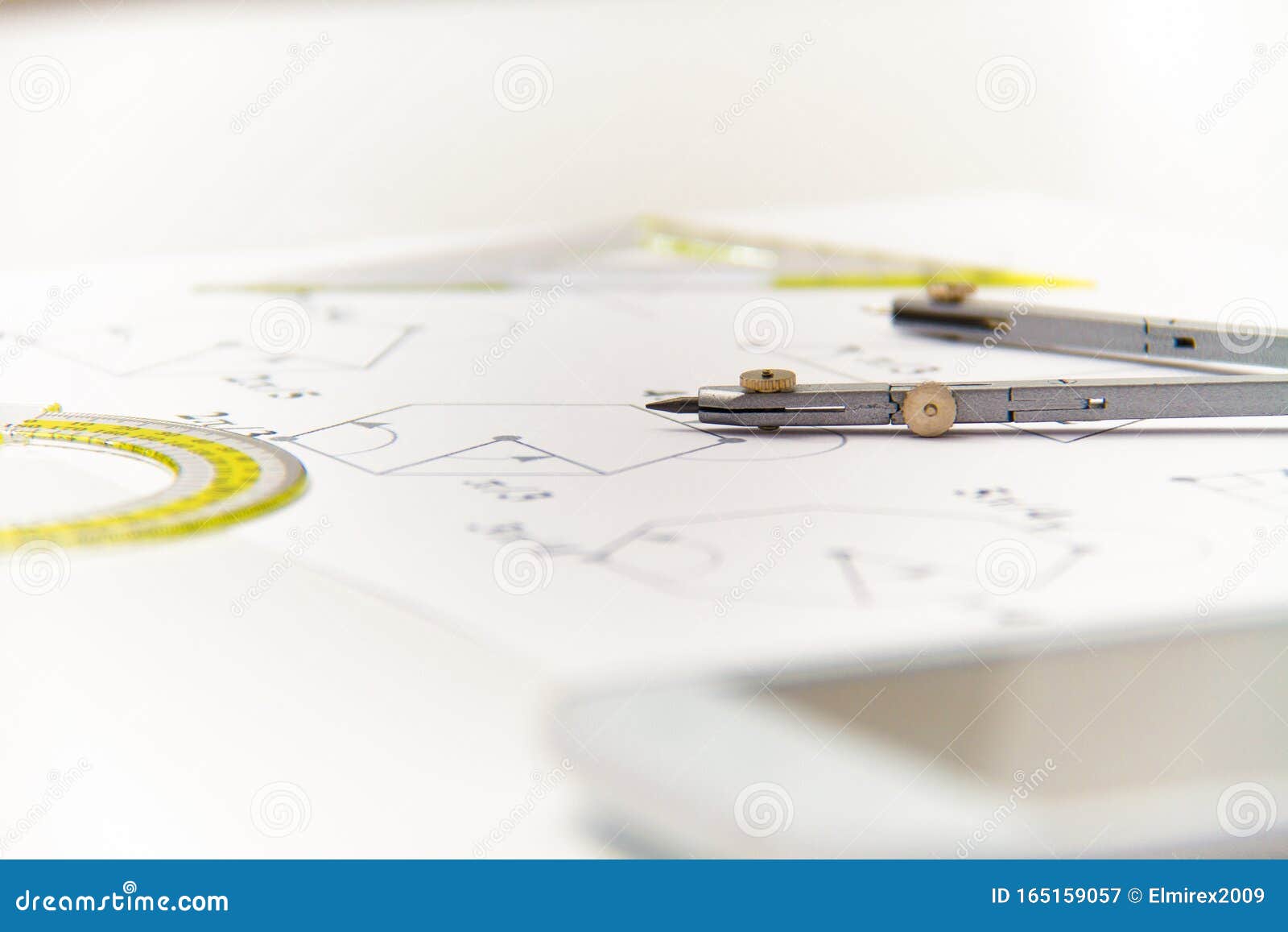 Drawing tools with compass stock image. Image of draft - 165159057
