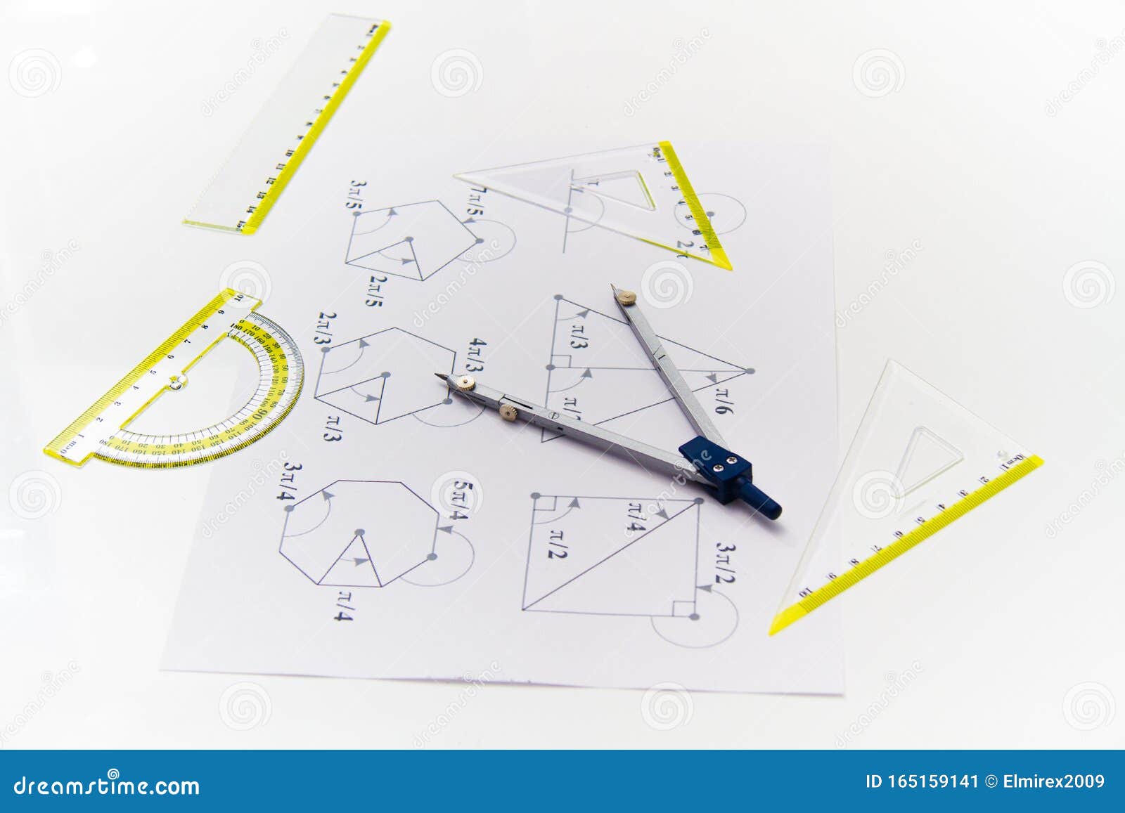 Drawing tools with compass stock image. Image of geometry - 165159141