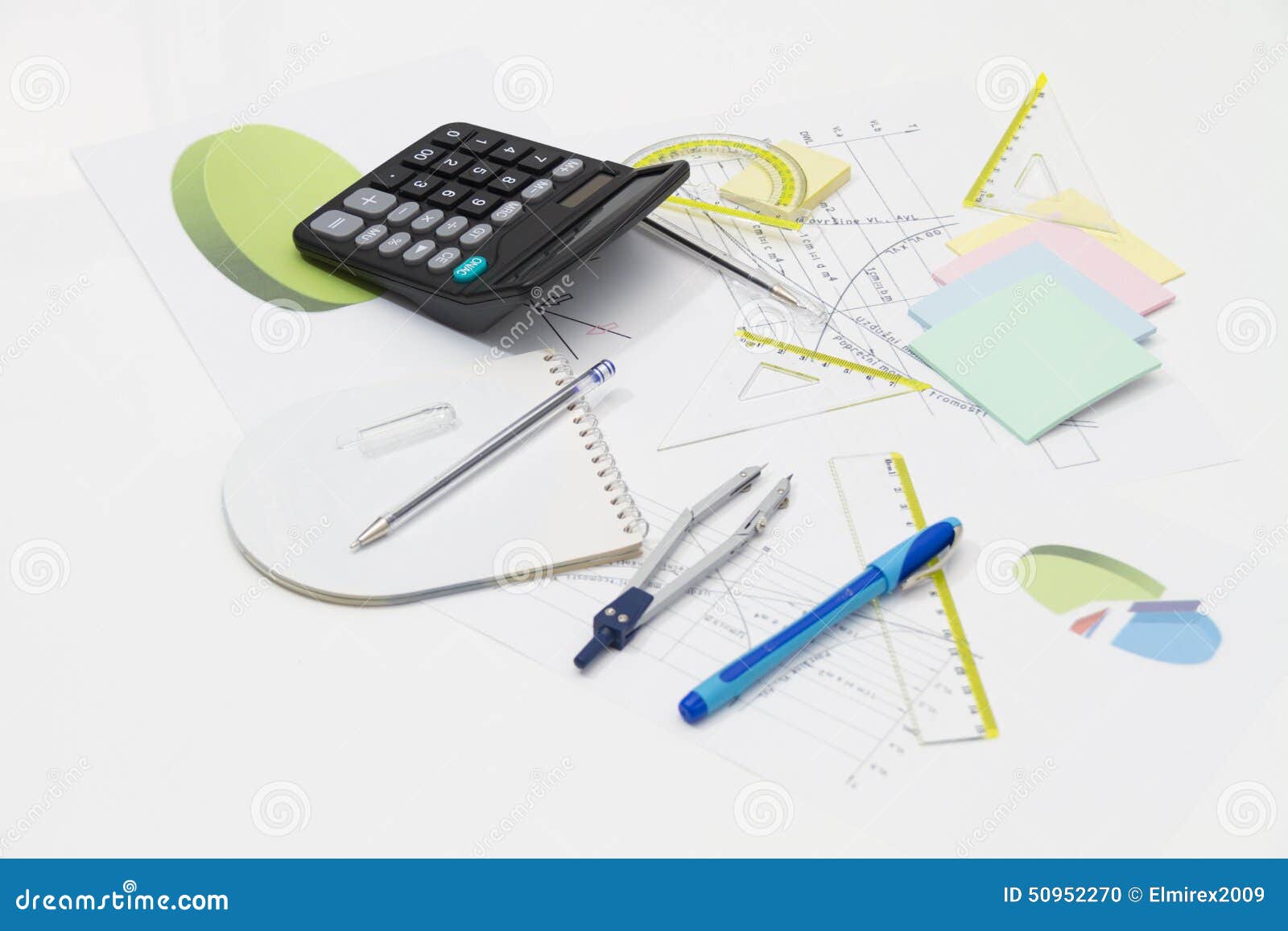 Drawing Tools with Compass and Calculator Stock Photo - Image of ...