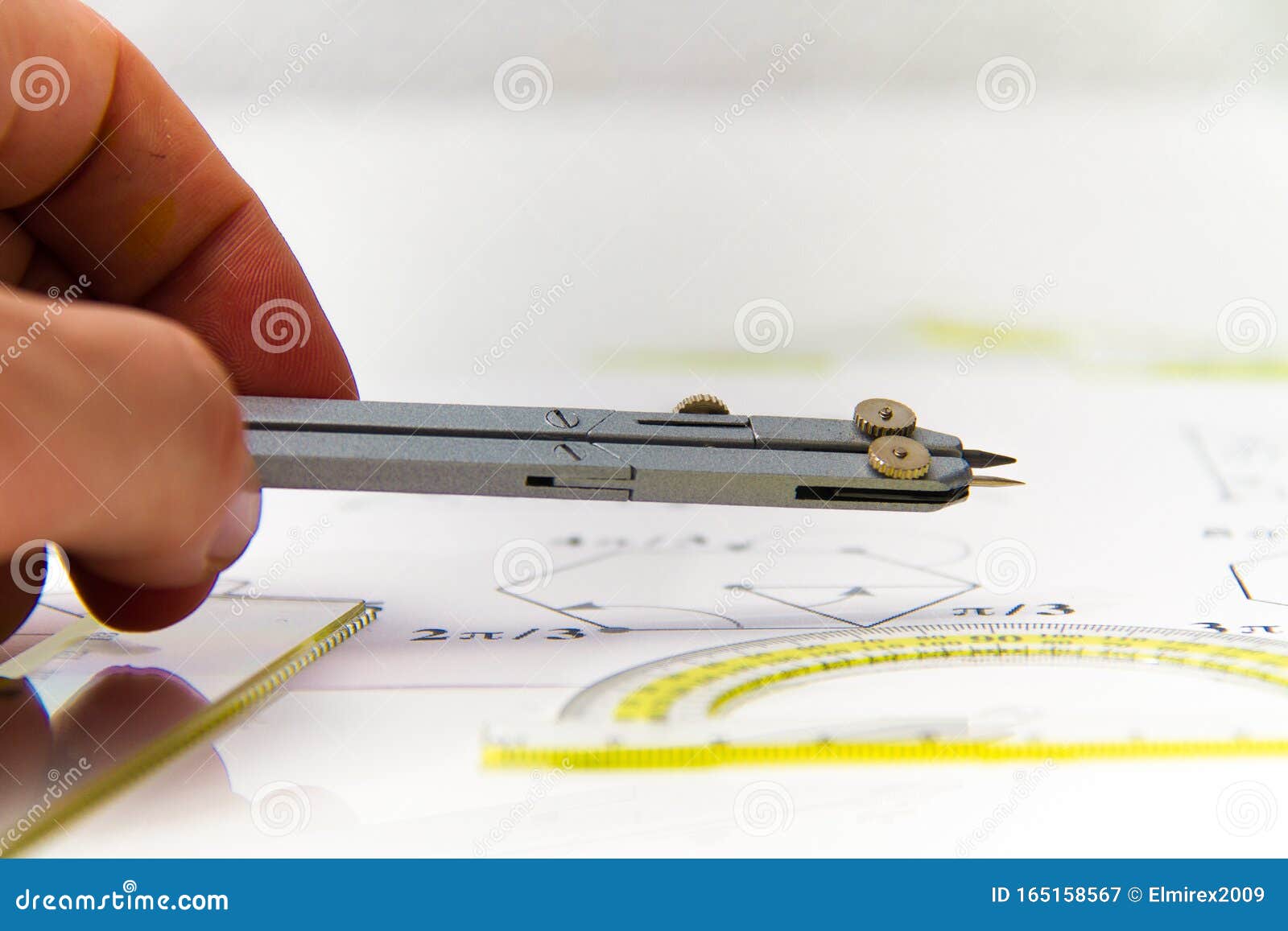 Drawing tools with compass stock image. Image of graphic - 165158567