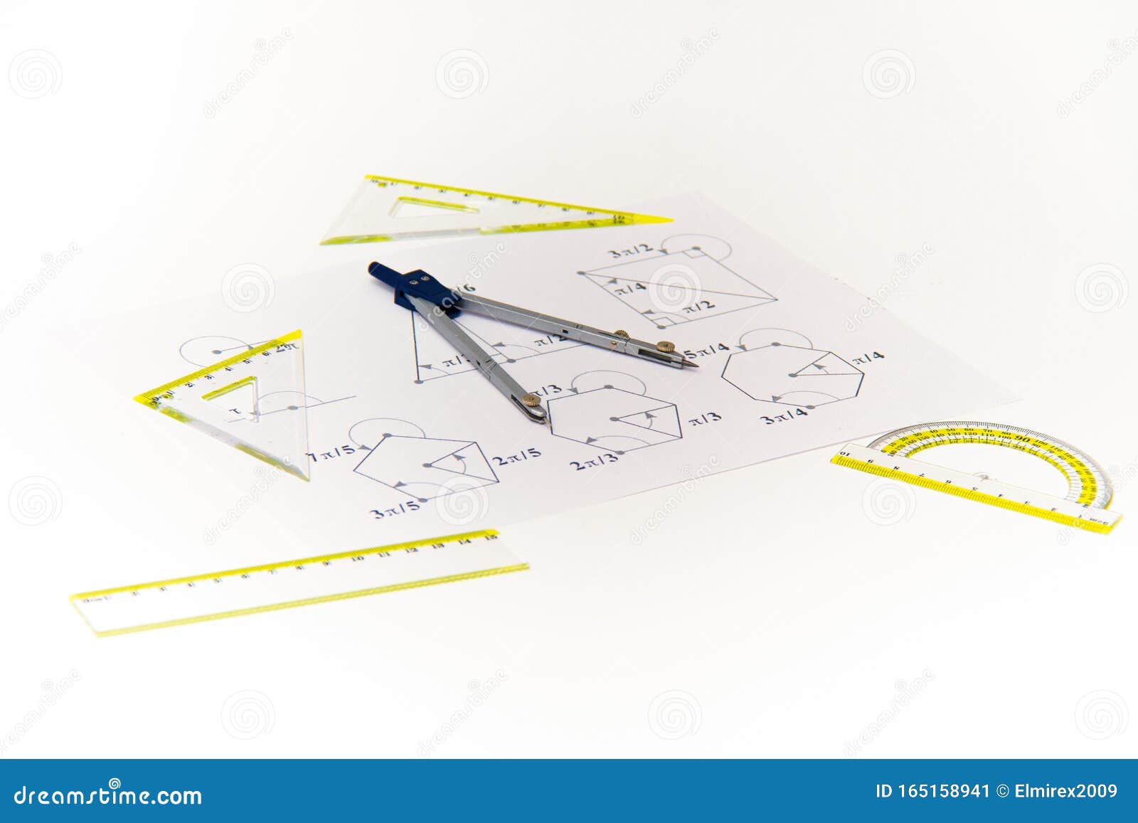 Drawing tools with compass stock image. Image of plan - 165158941