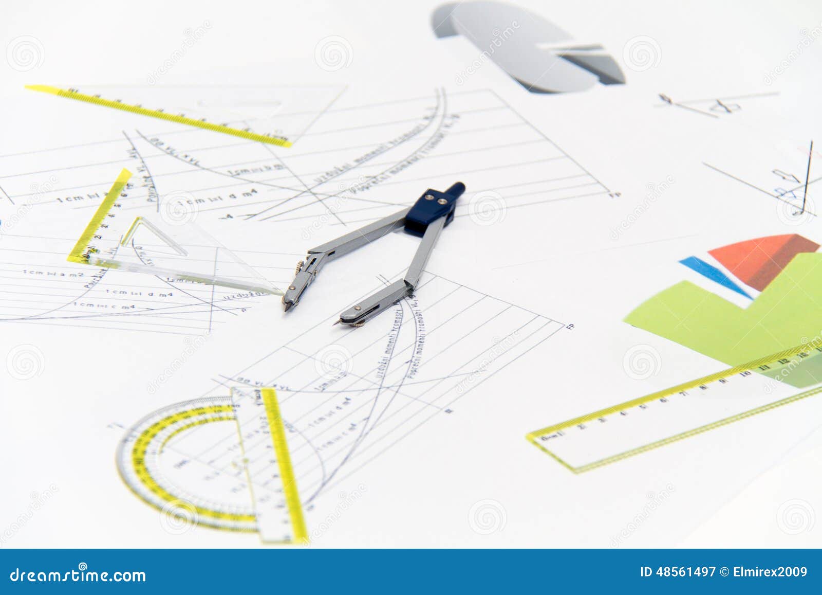 Drawing tools with compass stock image. Image of designer - 48561497