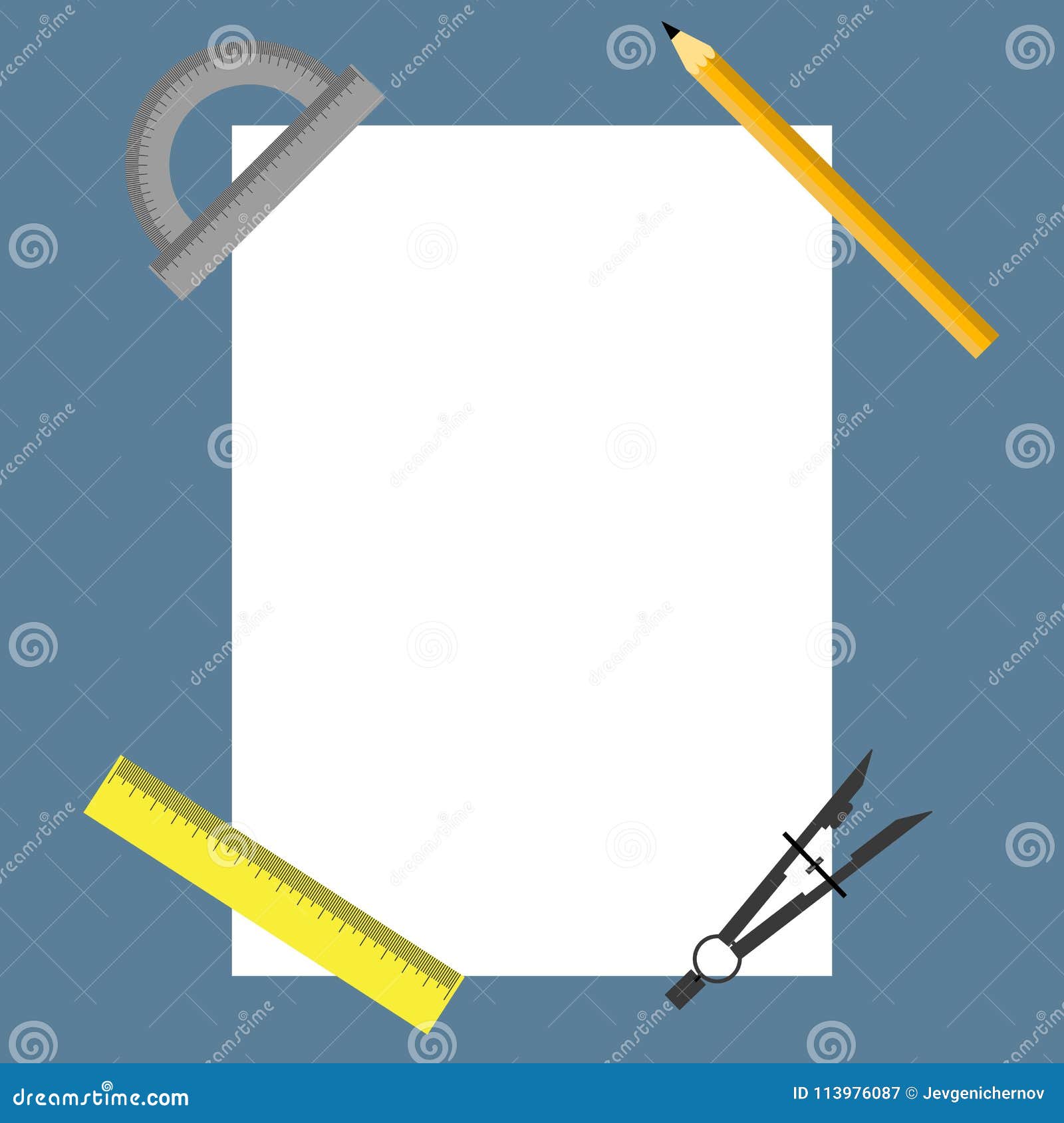 Drawing Tools Compass and Rulers on a Sheet of Paper Stock Vector ...