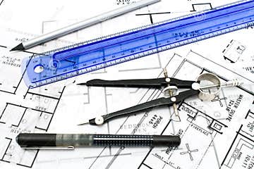 Drawing tools stock photo. Image of building, graphic - 33585246