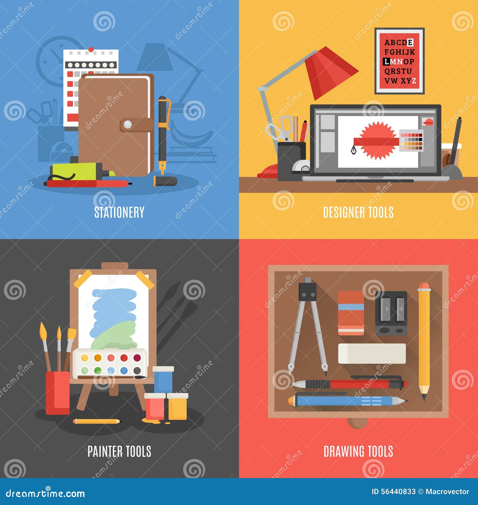 Drawing Tools Icon Set stock vector. Illustration of computer - 56440833