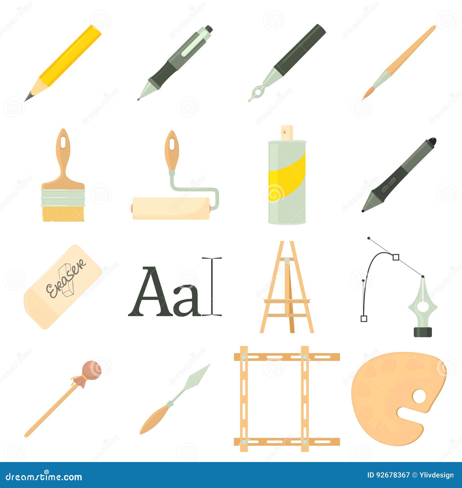 Drawing Tools Icons Set, Cartoon Style Stock Vector - Illustration of ...