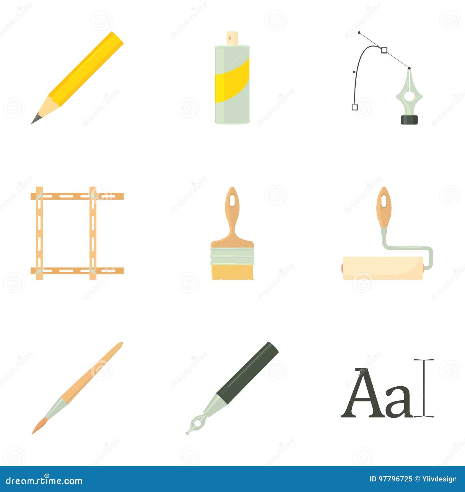 Drawing Tools Icons Set, Cartoon Style Stock Vector - Illustration of ...